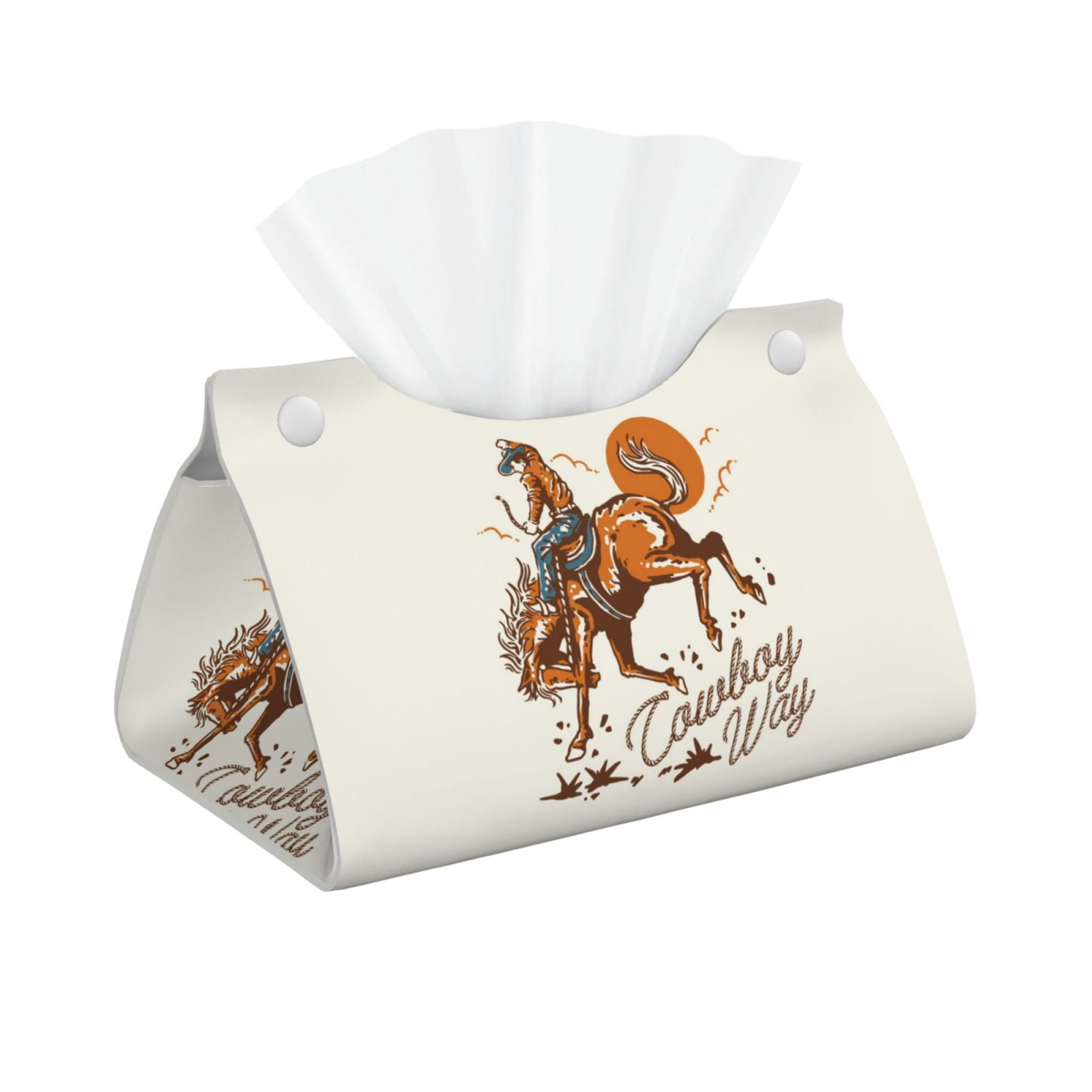 Tissue Box Cover, Cowboy Riding Horse Rectangular Leather Tissue Holder ...