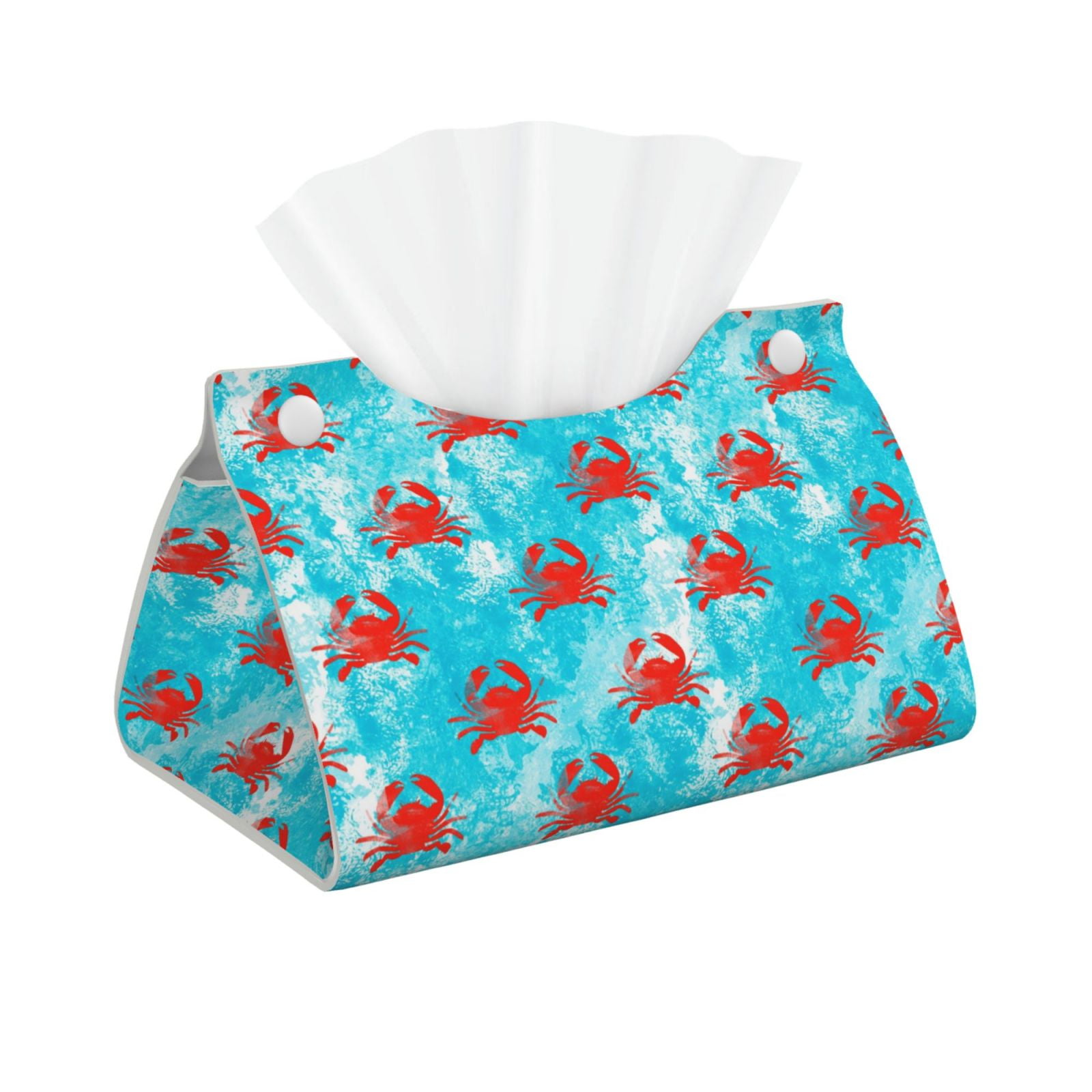 Tissue Box Cover, Crab Swims In The Ocean Rectangular Leather Tissue ...