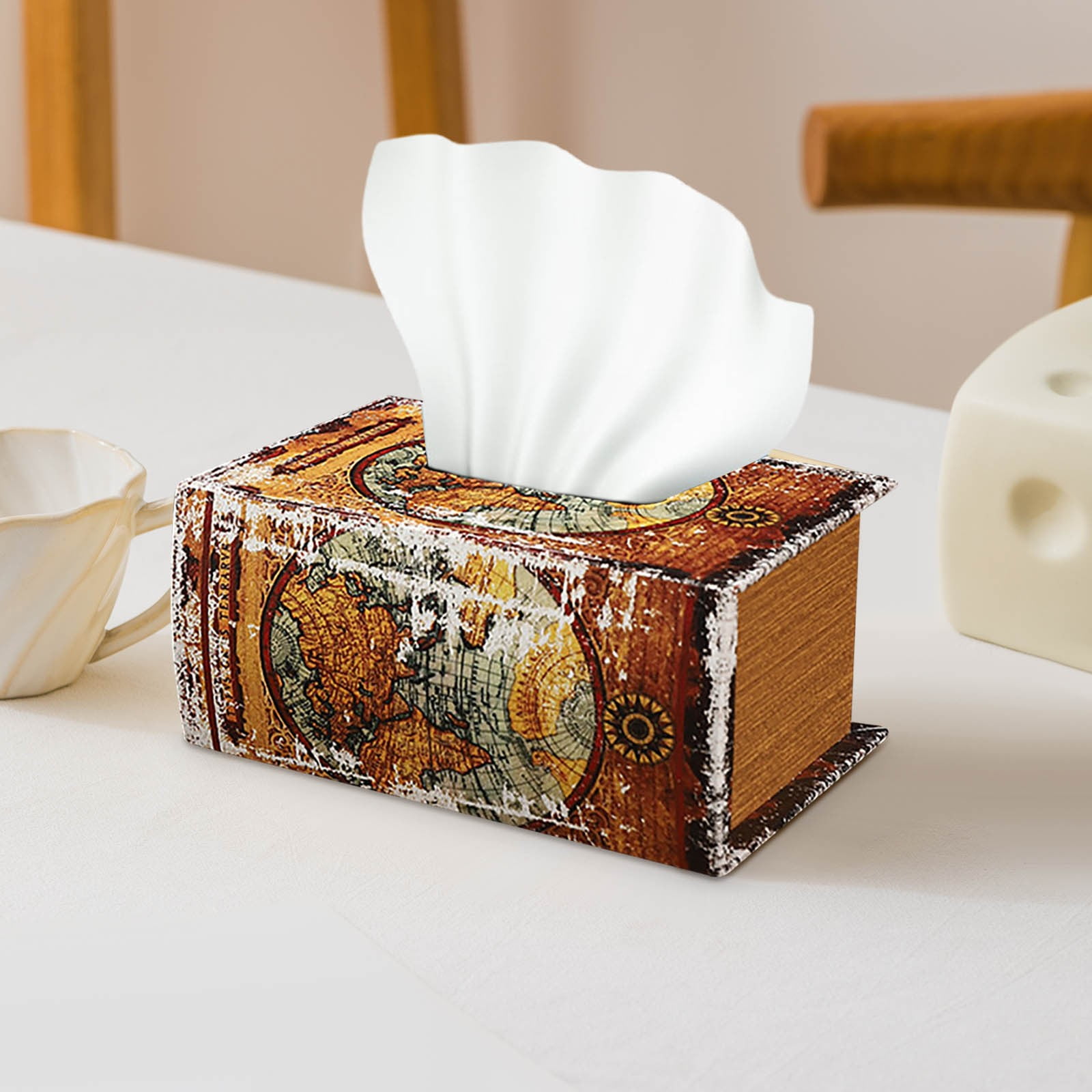 Tissue Box Cover, Crafted Classical Retro Wooden Antique Book Tissue ...