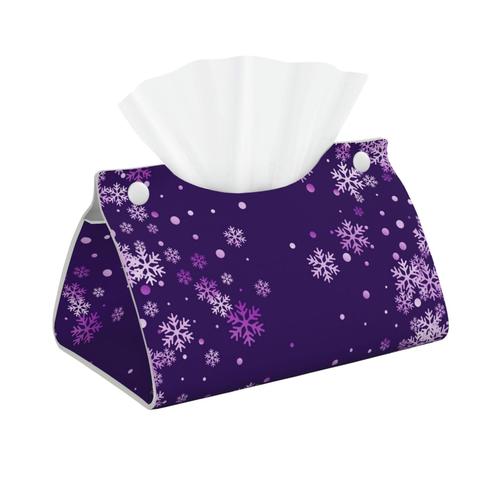 Tissue Box Cover, Crystal Purple Snowflake Rectangular Leather Tissue ...