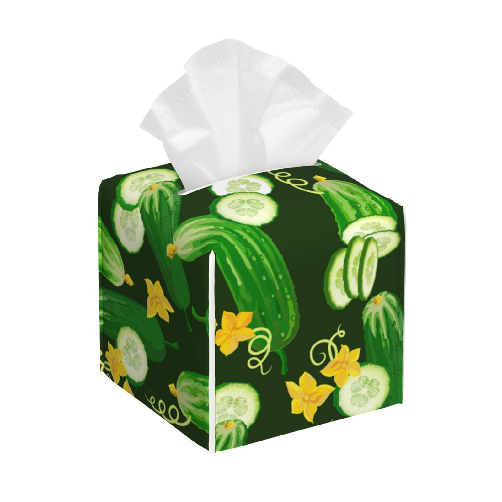 Tissue Box Cover Cucumber Pattern leaf Tissues Boxes Holder Organizer ...