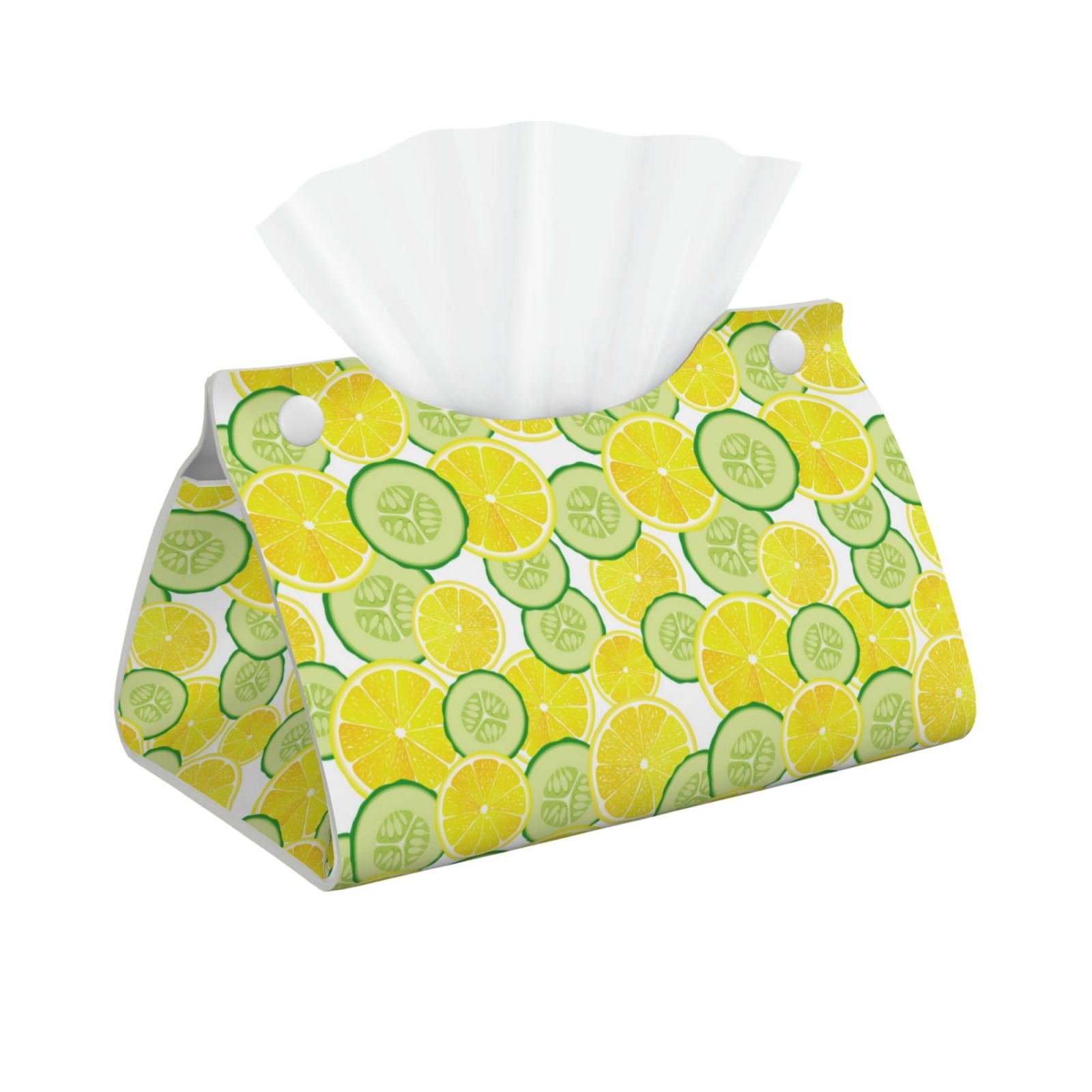 Tissue Box Cover, Cucumber lemon slices Rectangular Leather Tissue ...
