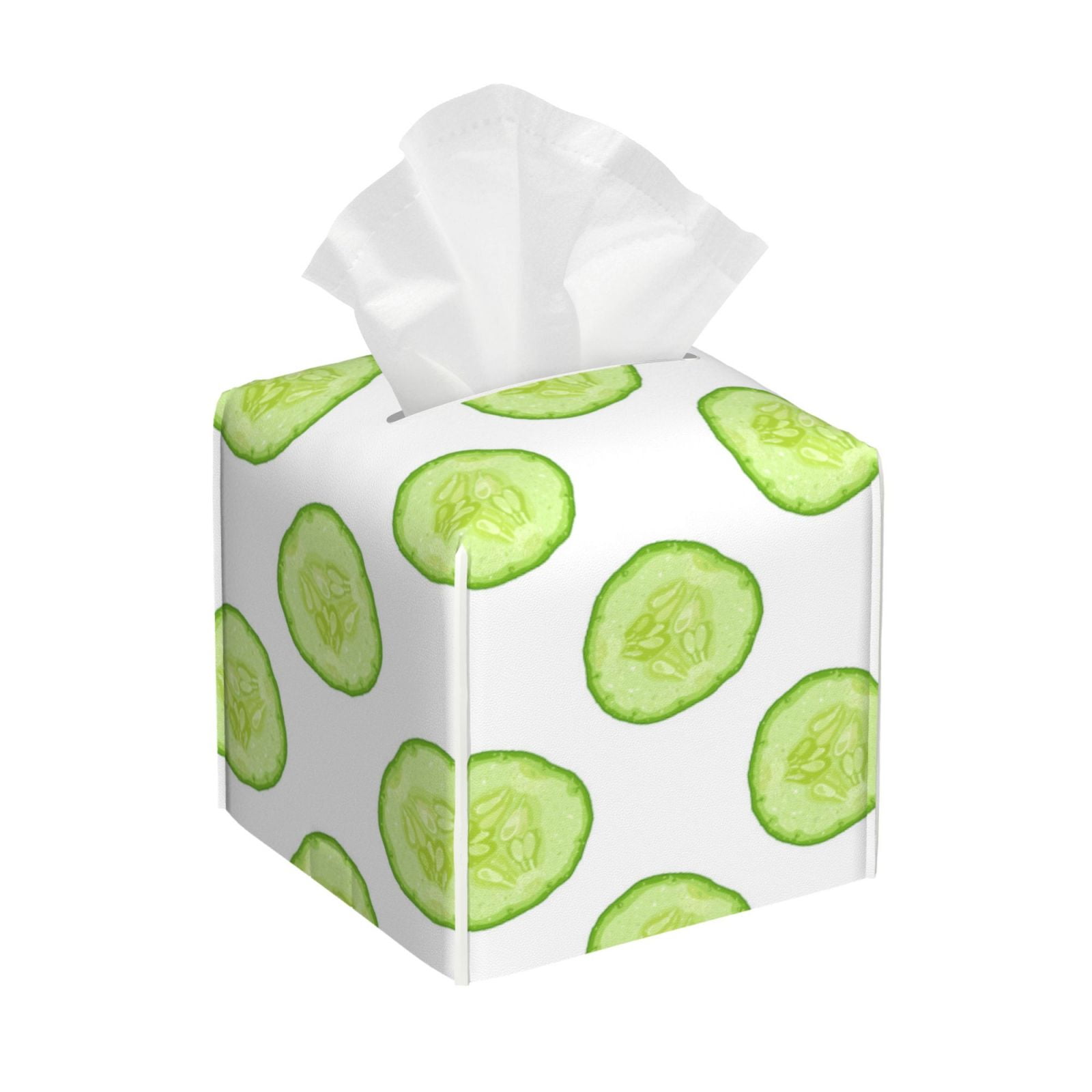 Tissue Box Cover, Cucumber slices green -Modern Square Leather Tissue ...