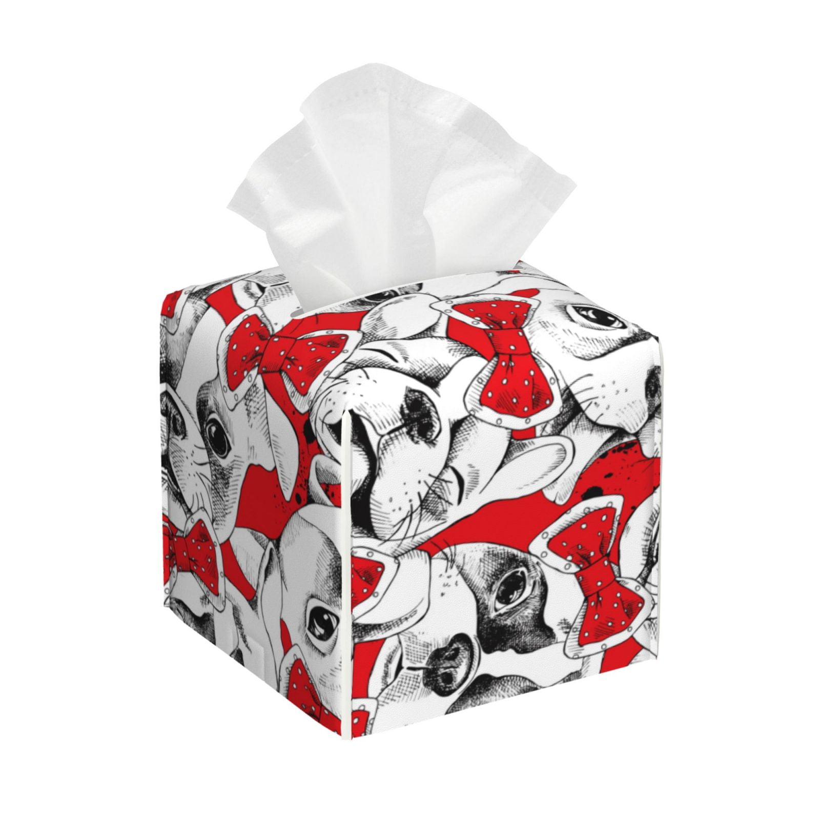 Tissue Box Cover, Cut French Bulldog Red Bow Tie_A Leather Tissue Box ...