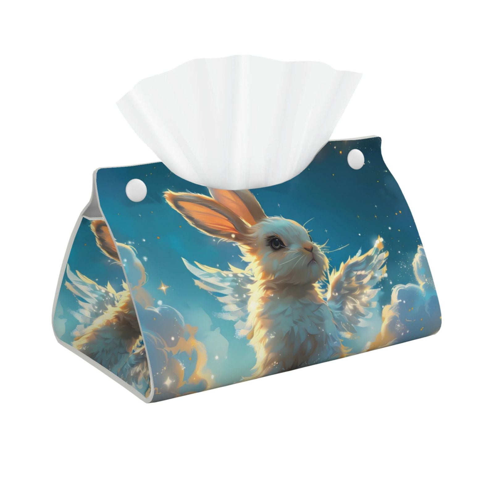 Tissue Box Cover, Cute Angel Winged Rabbit Rectangular Leather Tissue ...