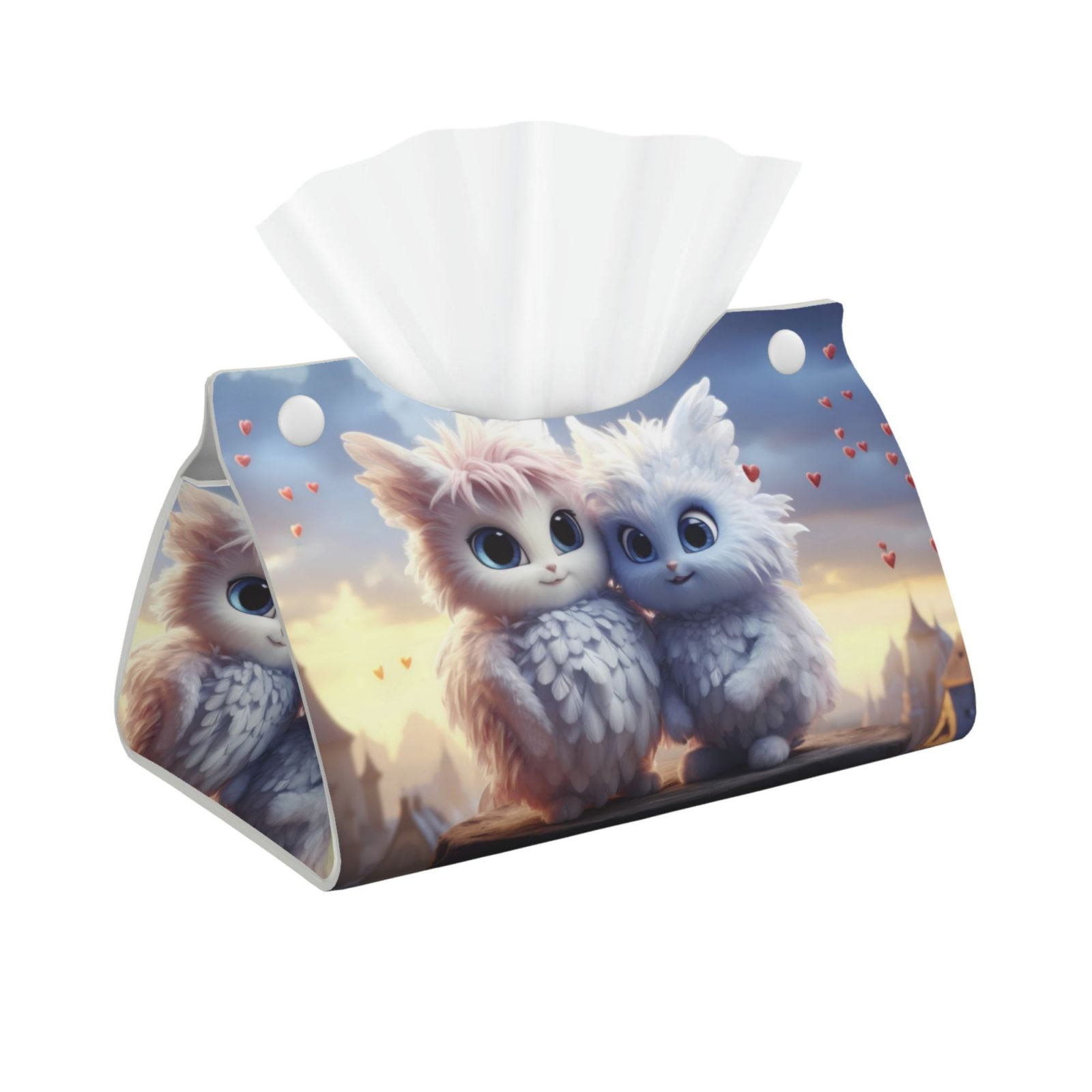 Tissue Box Cover, Cute Animal Couple Rectangular Leather Tissue Holder ...