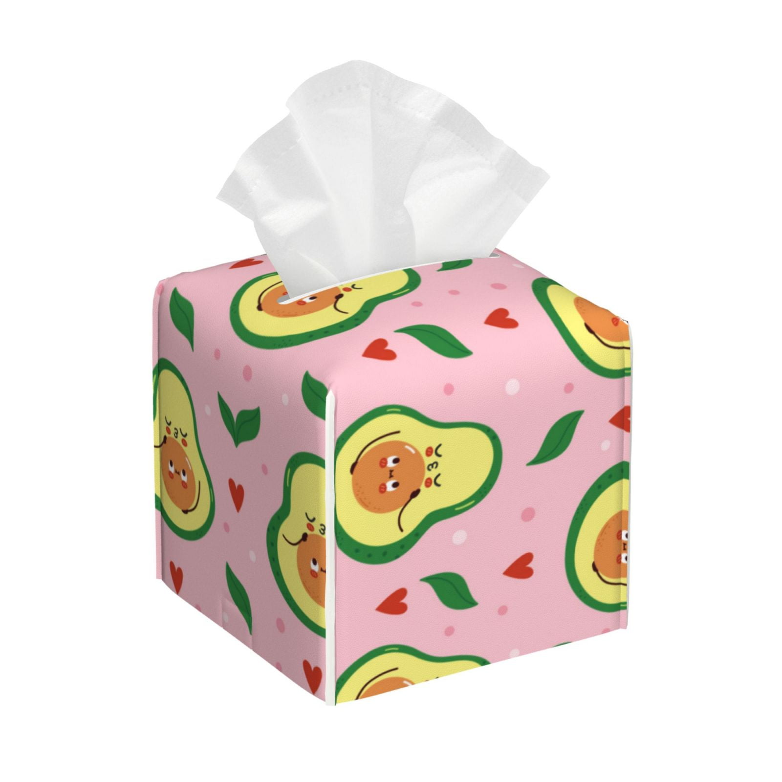 Tissue Box Cover, Cute Avocado Love Green Leaves -Modern Square Leather ...