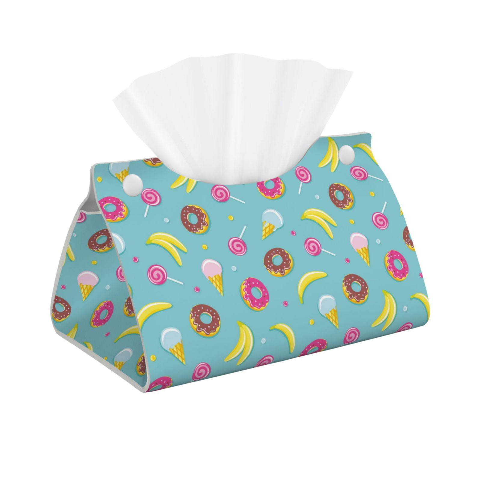 Tissue Box Cover, Cute Banana Candy Ice Cream Leather Rectangular ...