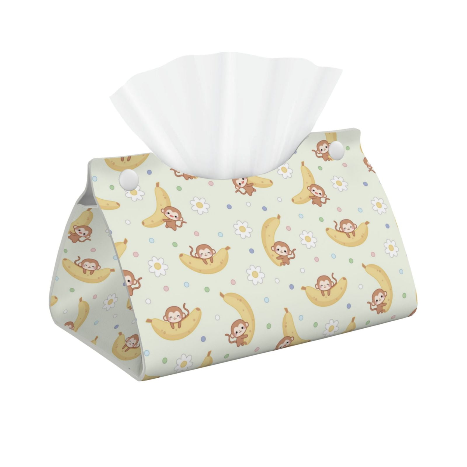 Tissue Box Cover, Cute Banana Monkey Flower Leather Rectangular Tissue ...