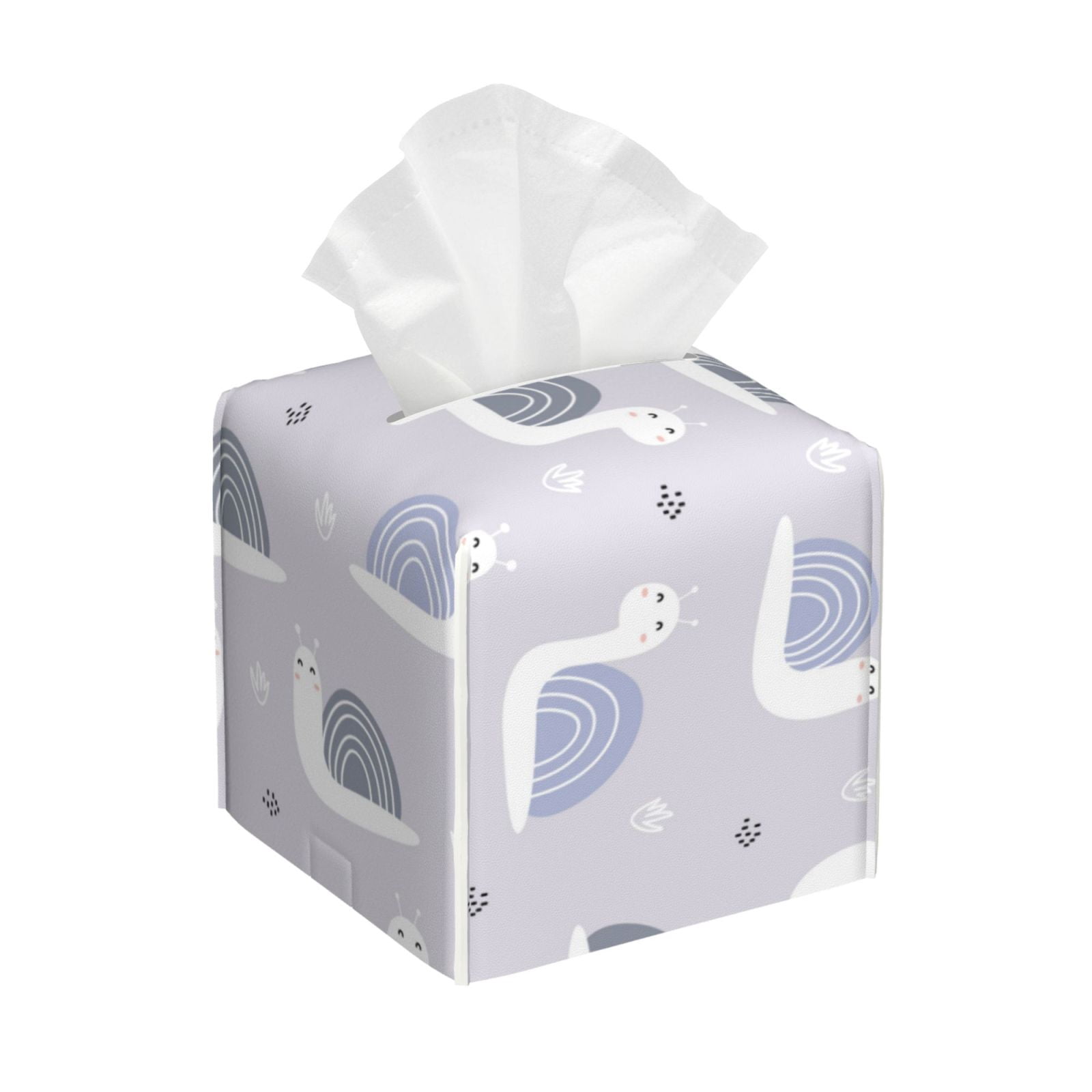 Tissue Box Cover, Cute Blue Gray Snail Leather Tissue Box Holder ...