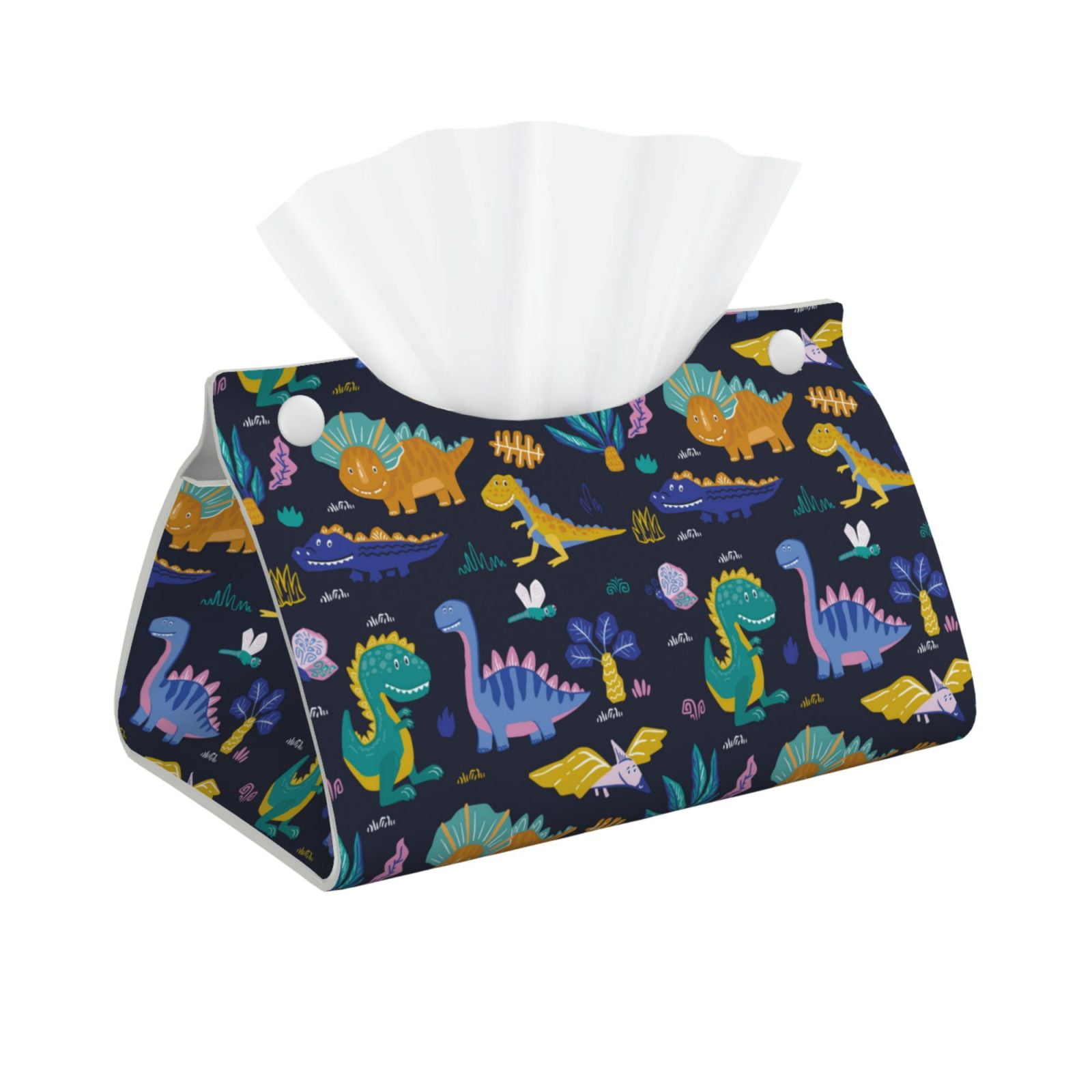 Tissue Box Cover, Cute Cartoon Dinosaur Print Leather Rectangular ...