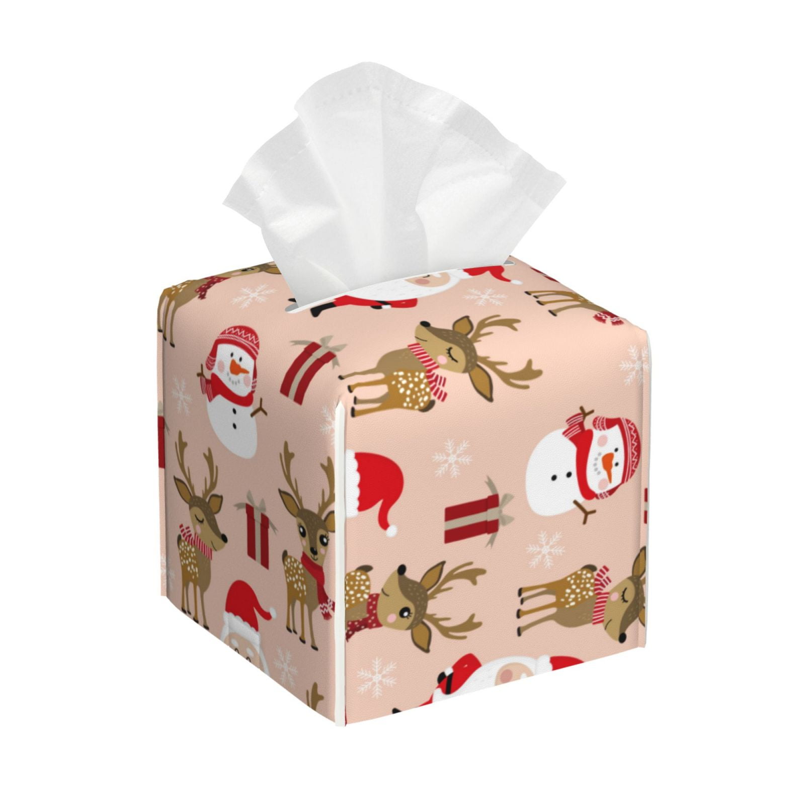 Tissue Box Cover, Cute Cartoon Elk Deer Santa Claus Leather Tissue Box ...