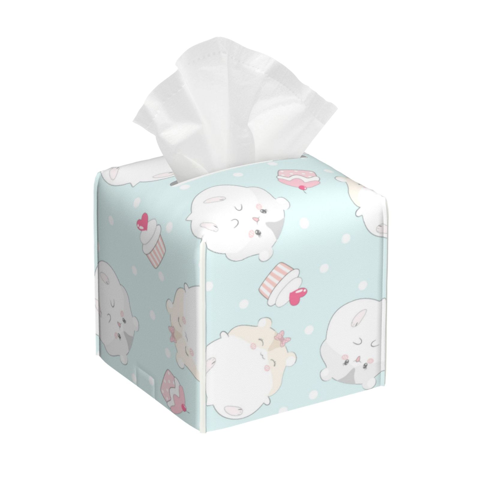 Tissue Box Cover, Cute Cartoon Hamster Cake Leather Tissue Box Holder ...