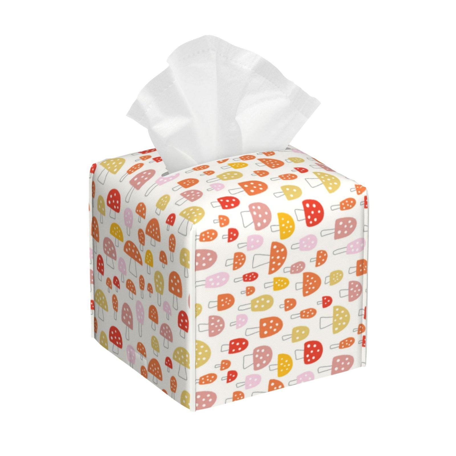 Tissue Box Cover, Cute Cartoon Mushrooms Leather Tissue Box Holder ...