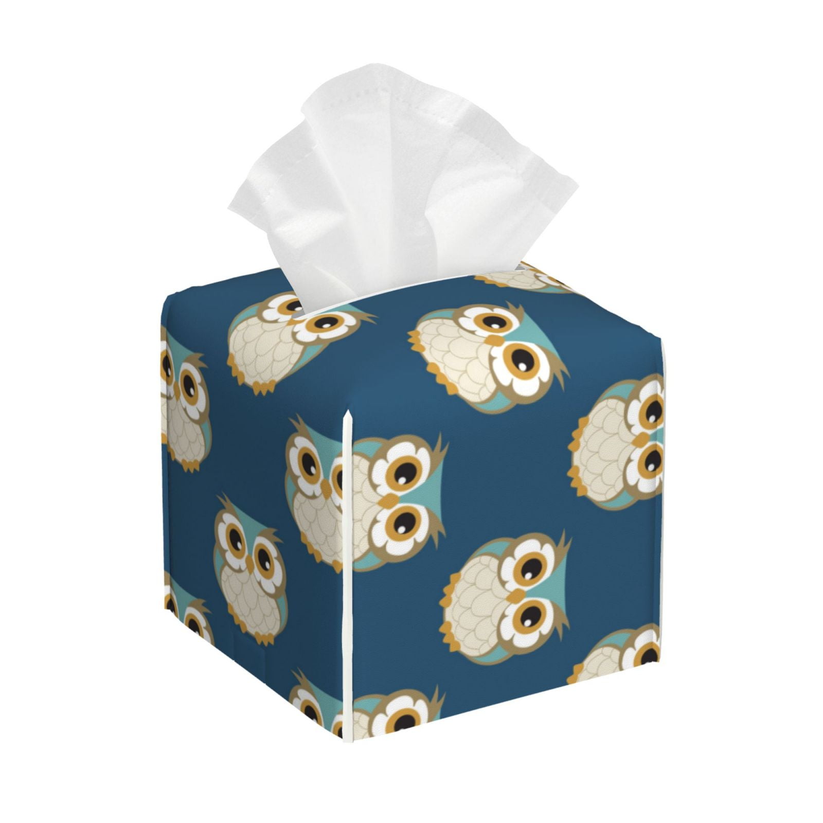 Tissue Box Cover Cute Cartoon Owl Blue Tissues Boxes Holder Organizer ...