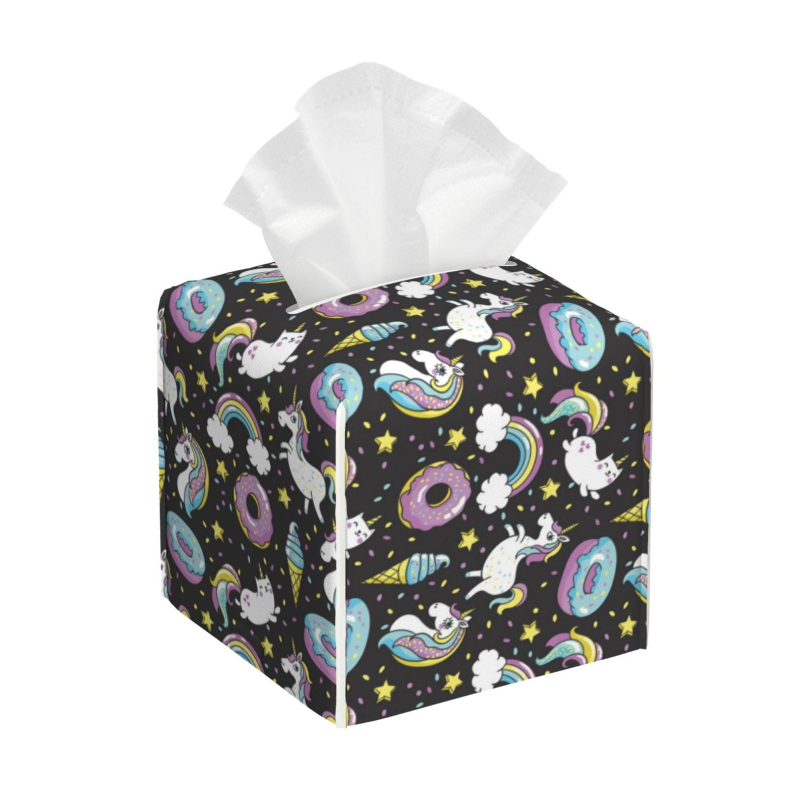 Tissue Box Cover Cute Cartoon Rainbow Donut Tissues Boxes Holder ...