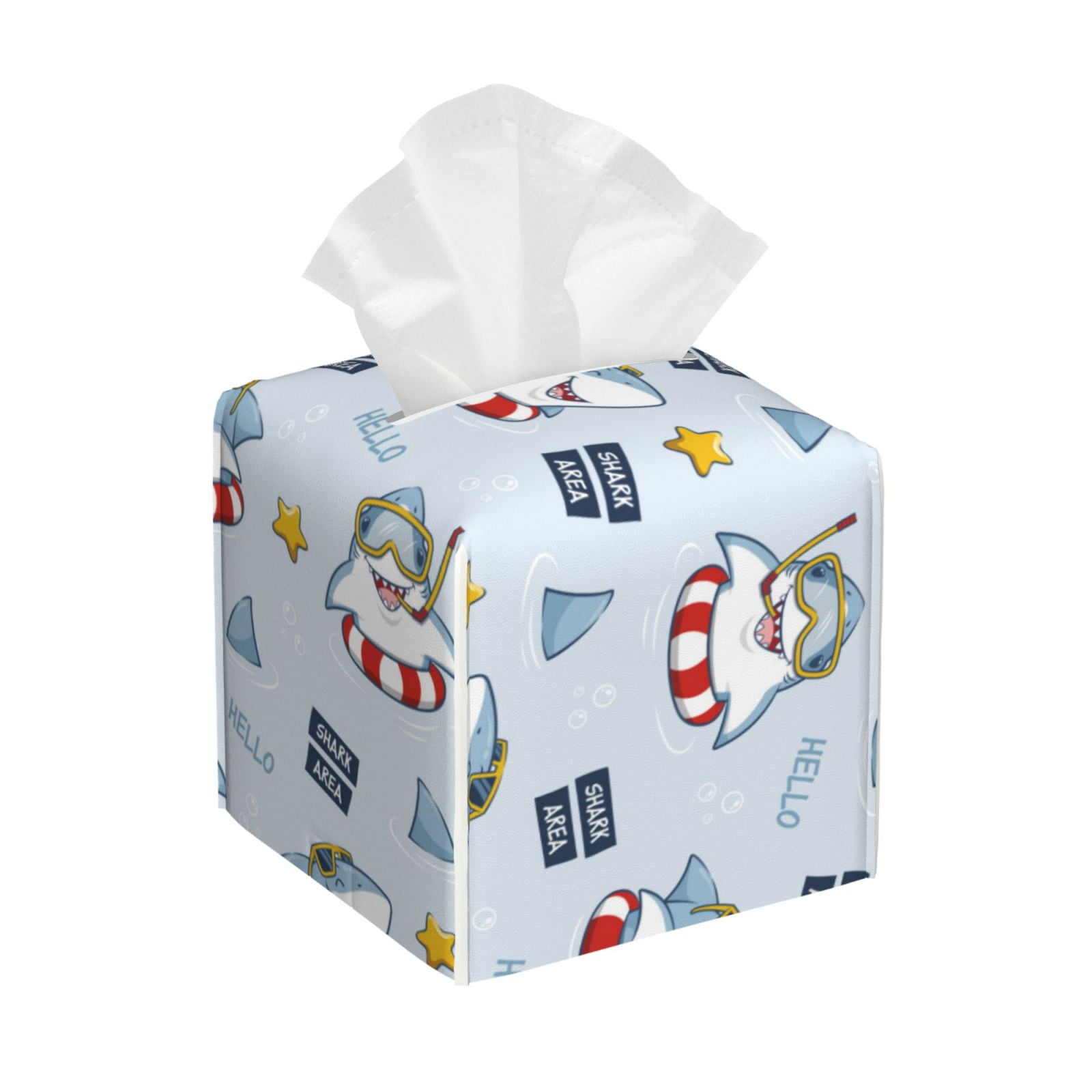 Tissue Box Cover Cute Cartoon Shark Tissues Boxes Holder Organizer ...