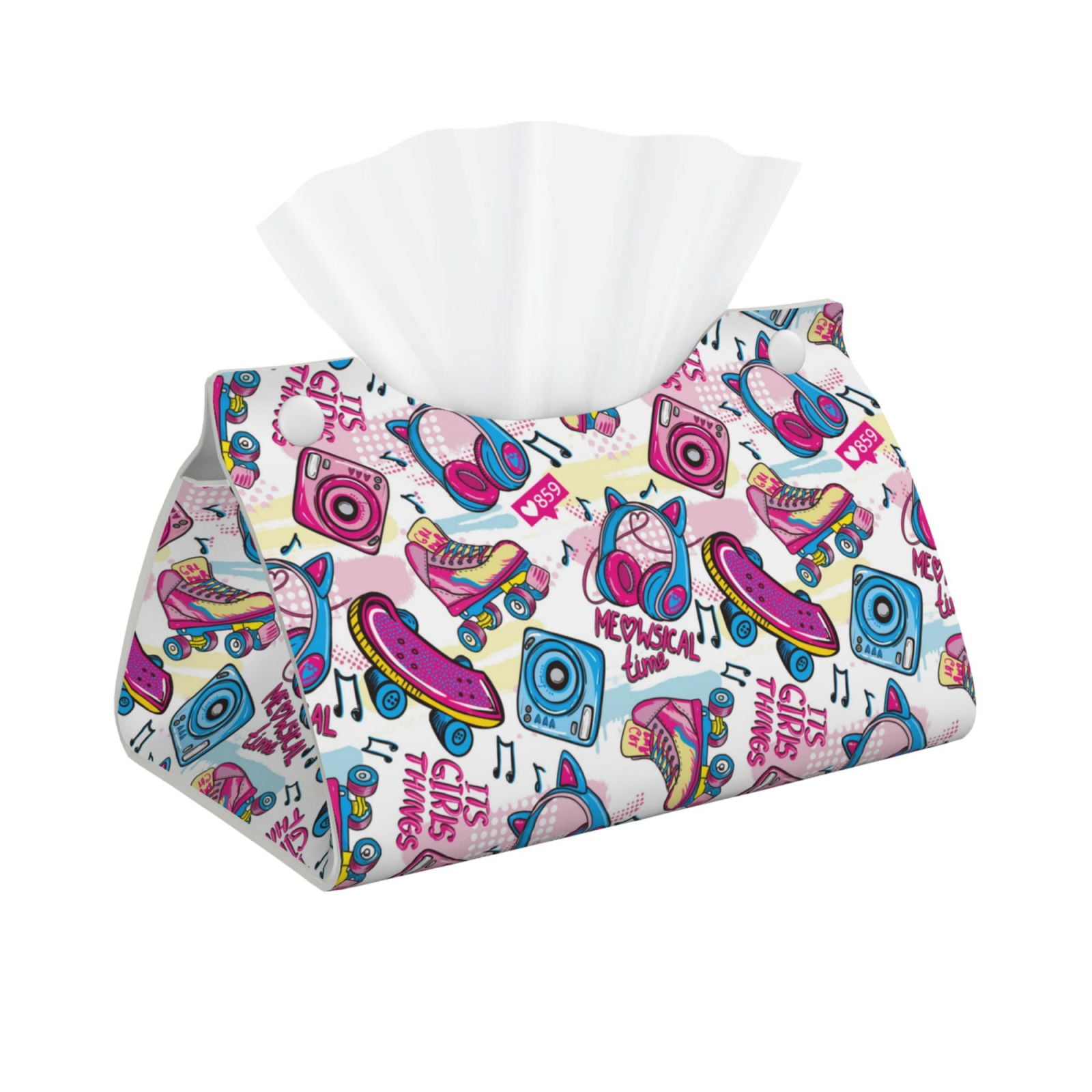 Tissue Box Cover, Cute Cartoon Skateboard Shoes Leather Rectangular ...