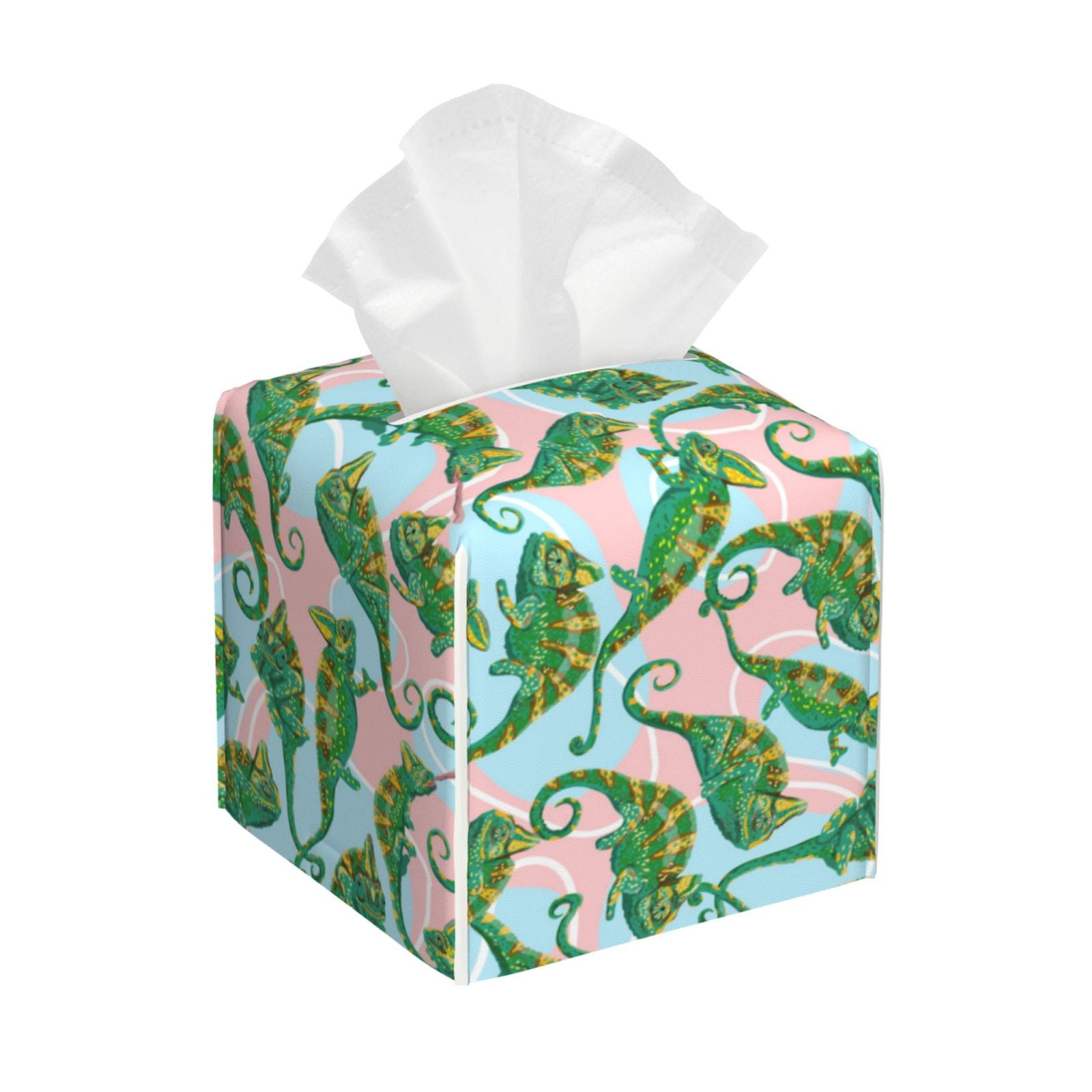 Tissue Box Cover Cute Chameleon Lizard Green Tissues Boxes Holder ...