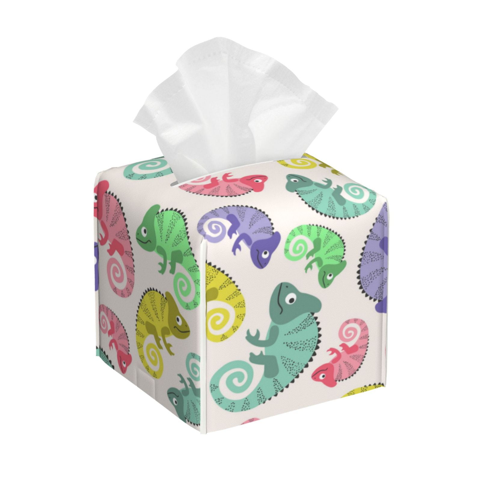 Tissue Box Cover, Cute Chameleons Leather Tissue Box Holder - Tissue ...