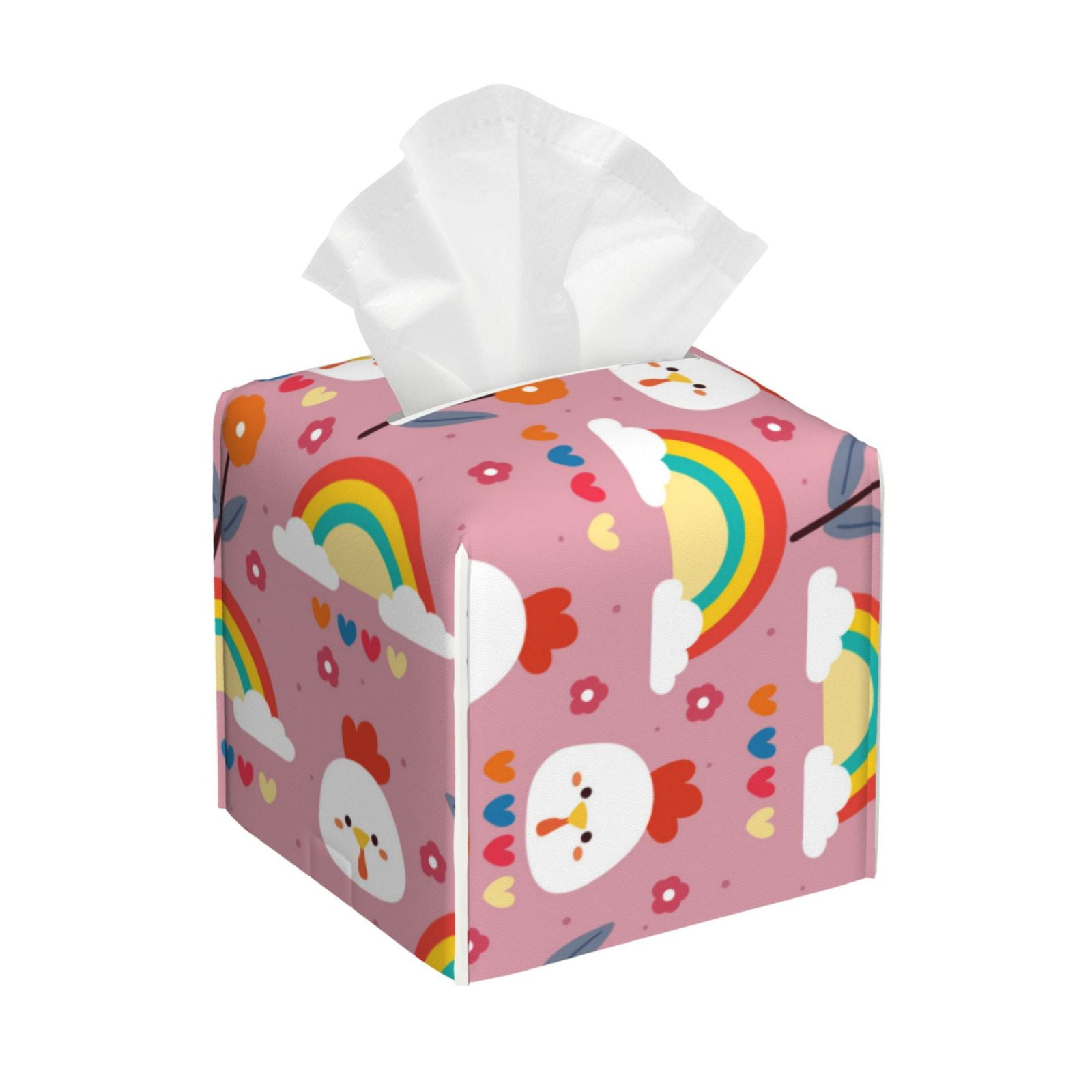 Tissue Box Cover Cute Chicken Rainbow Flower Love Tissues Boxes Holder ...
