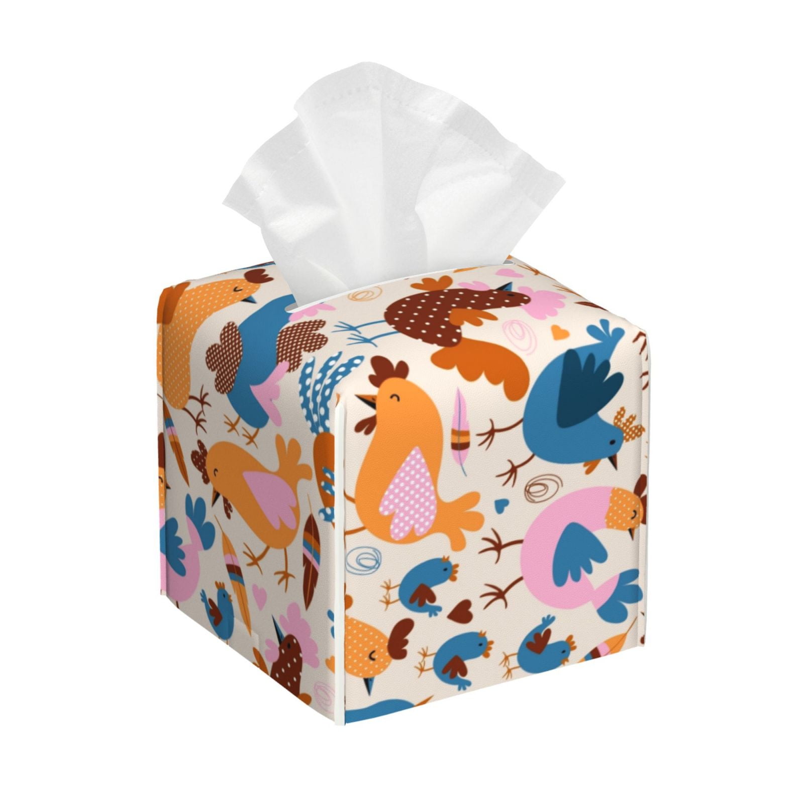 Tissue Box Cover Cute Chickens Tissues Boxes Holder Organizer, Leather ...