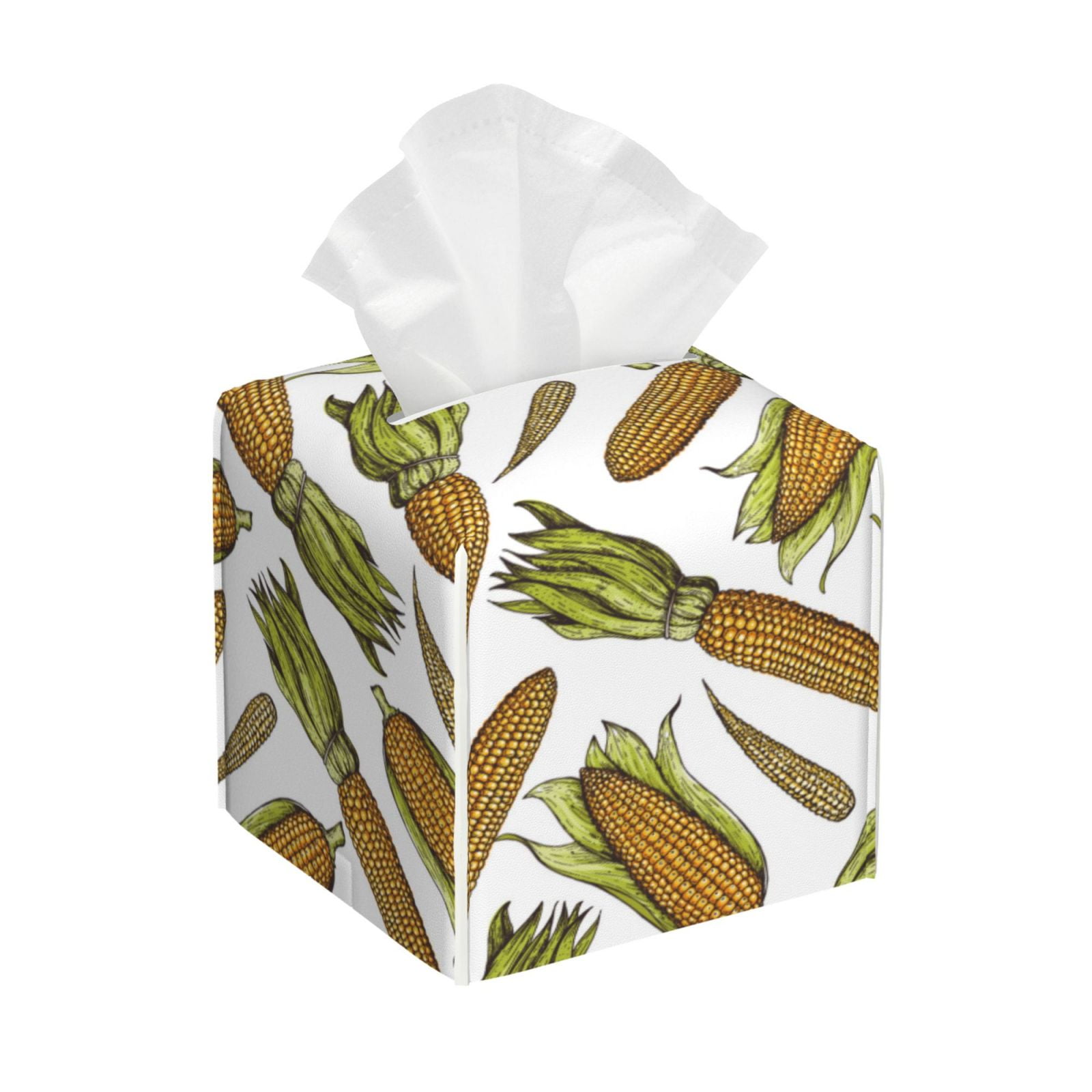 Tissue Box Cover, Cute Corn Leather Tissue Box Holder - Tissue Case ...