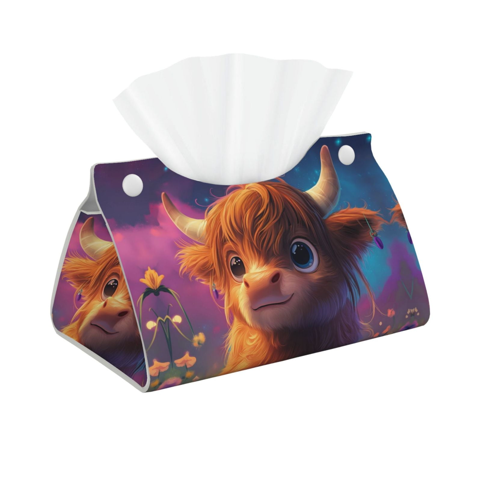 Tissue Box Cover, Cute Cow Field Rectangular Leather Tissue Holder ...