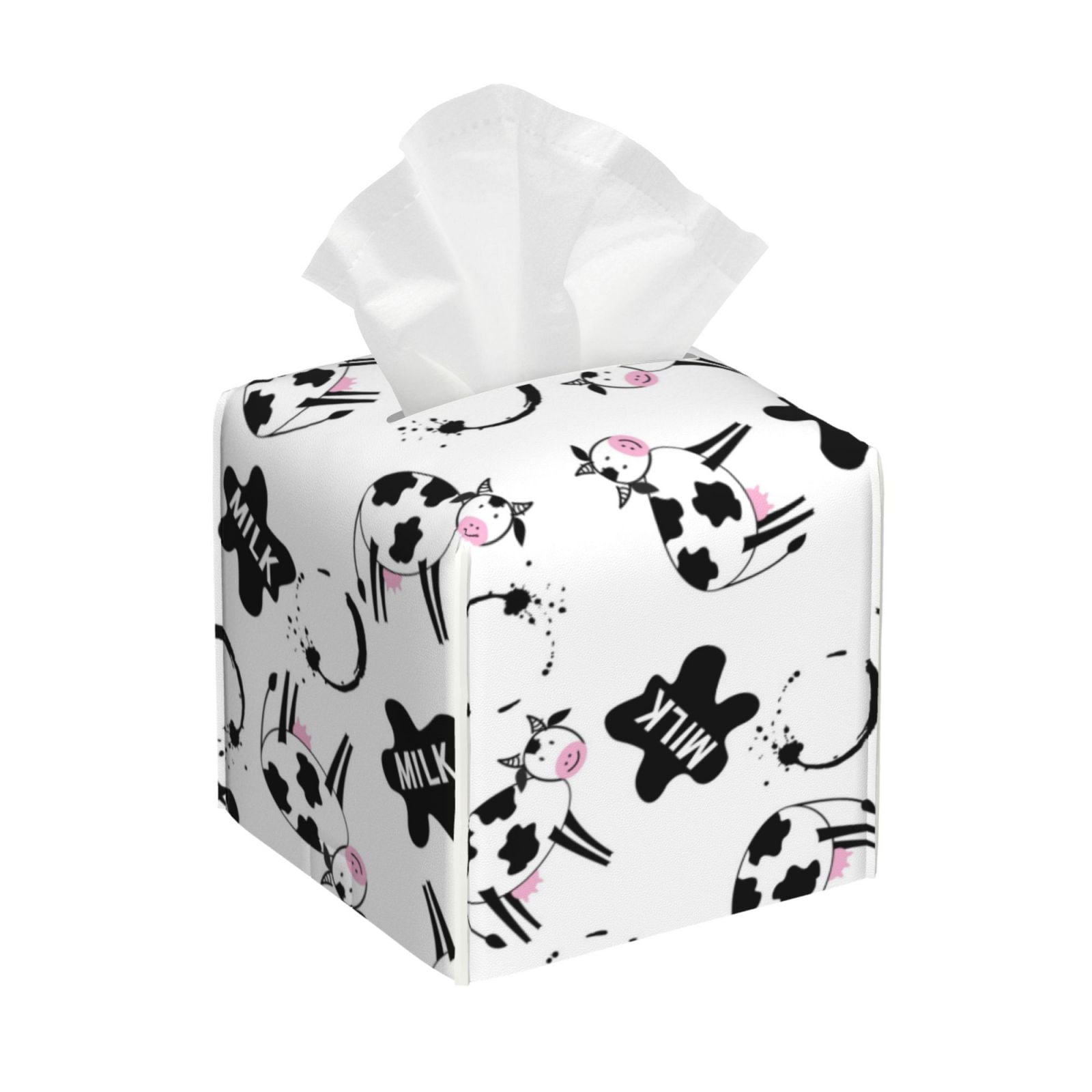 Tissue Box Cover Cute Cow and Milk Stains Tissues Boxes Holder ...