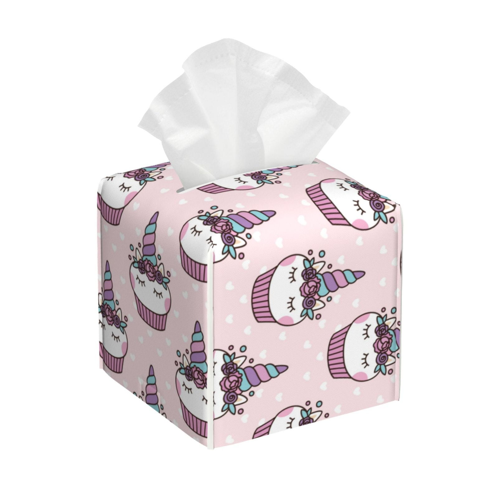 Tissue Box Cover Cute Cupcake Tissues Boxes Holder Organizer, Leather ...
