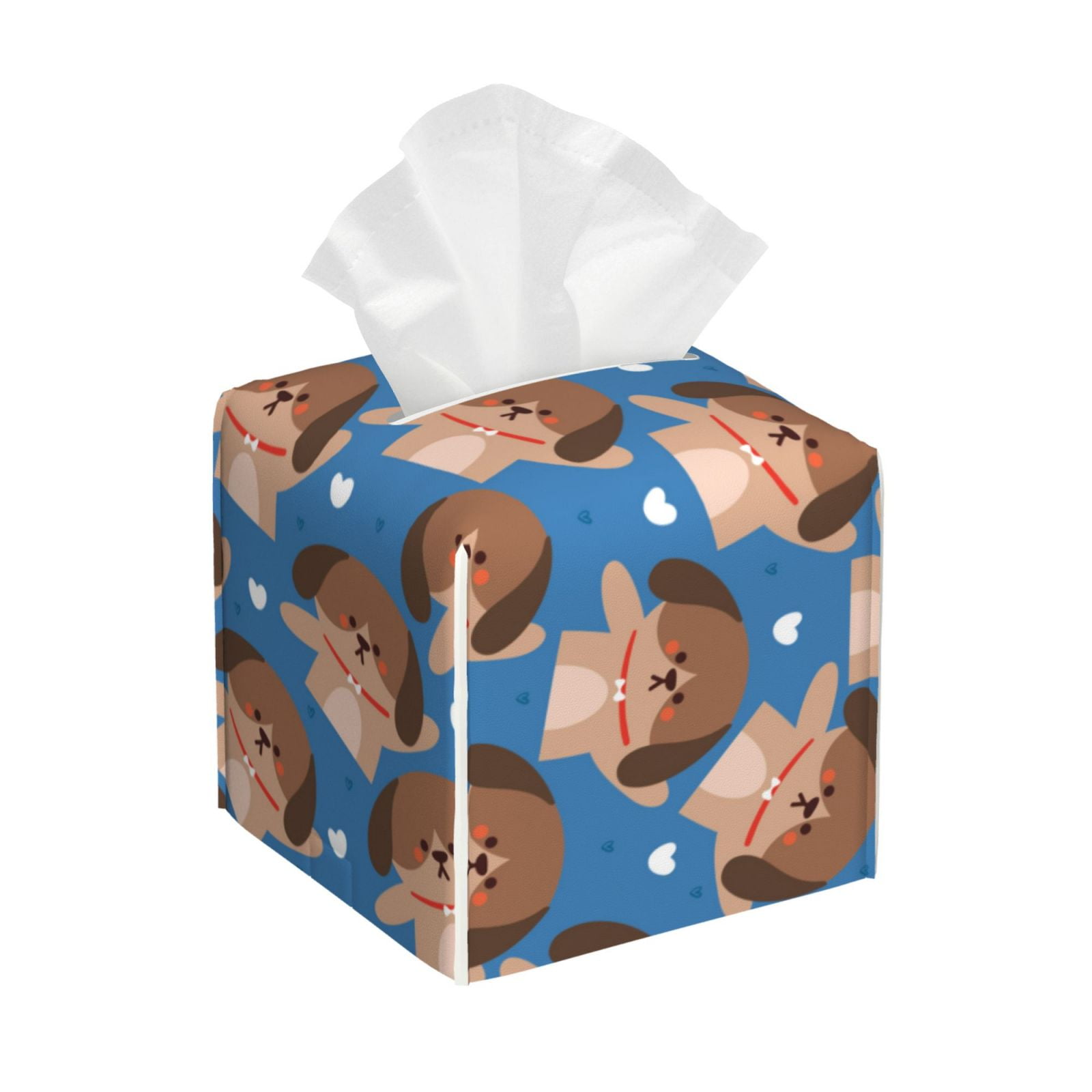 Tissue Box Cover, Cute Dog Puppy Hi Leather Tissue Box Holder - Tissue ...