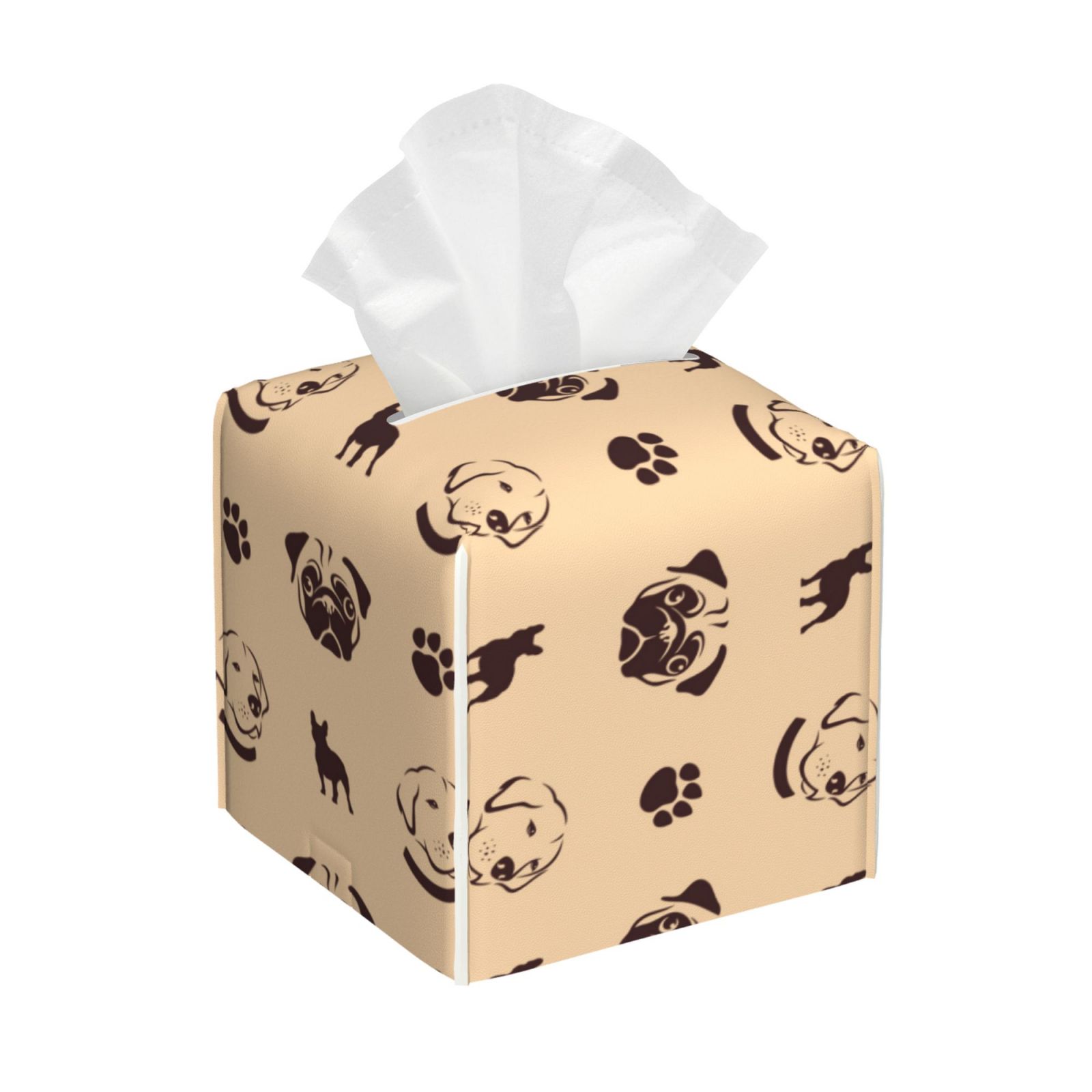 Tissue Box Cover, Cute Dog Puppy Sketch Leather Tissue Box Holder ...