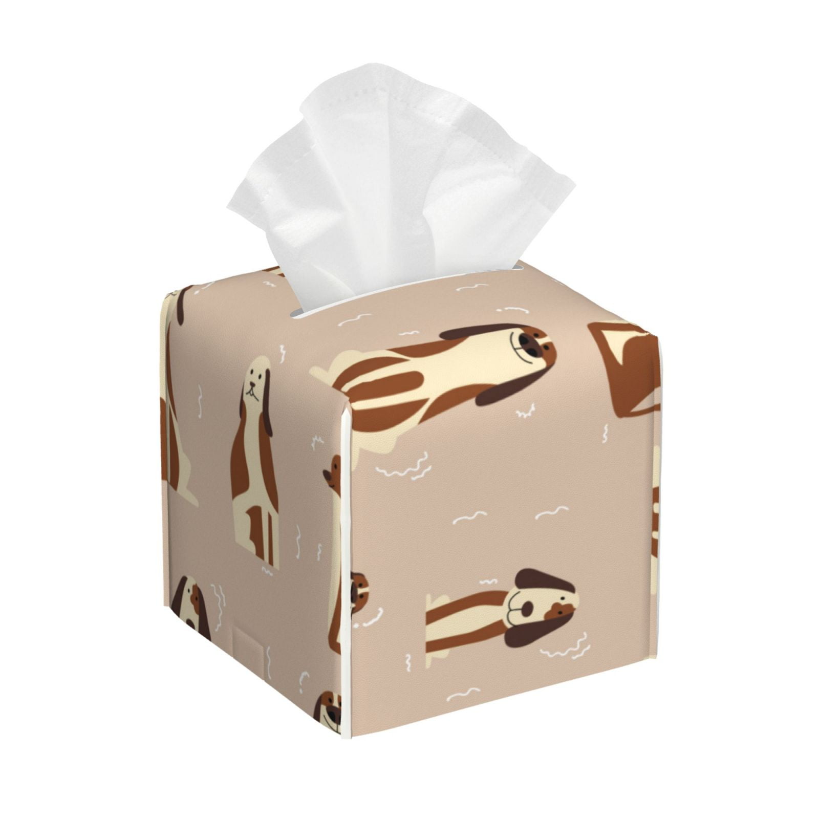 Tissue Box Cover, Cute Dog Puppy striped Leather Tissue Box Holder ...