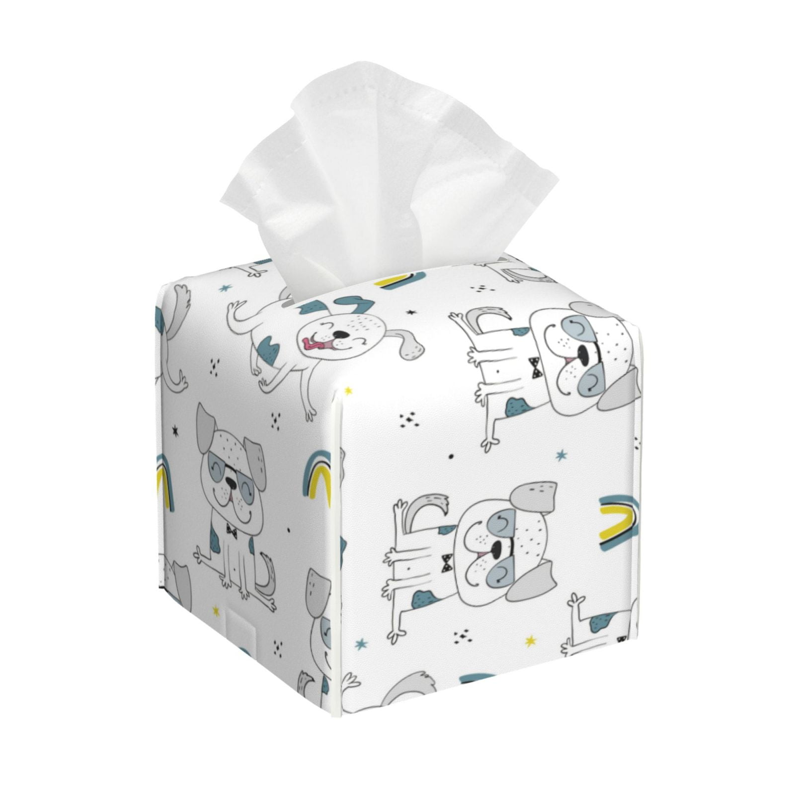 Tissue Box Cover, Cute Dog rainbow Leather Tissue Box Holder - Tissue ...