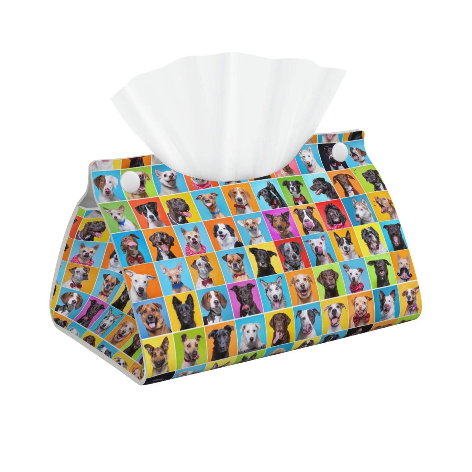 Tissue Box Cover, Cute Dogs Collage Rectangular Leather Tissue Holder ...