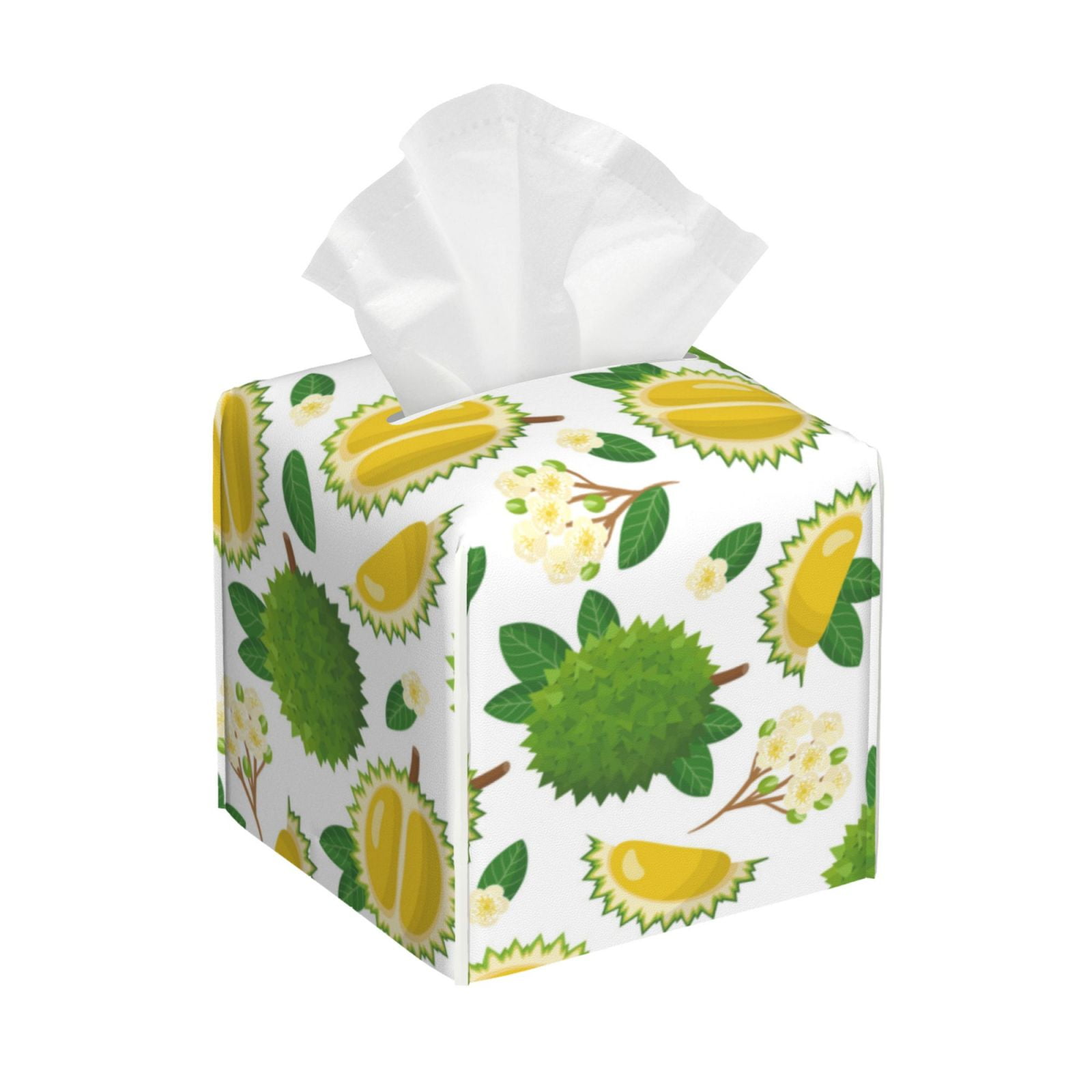 Tissue Box Cover, Cute Durian Flower Leaves -Modern Square Leather ...