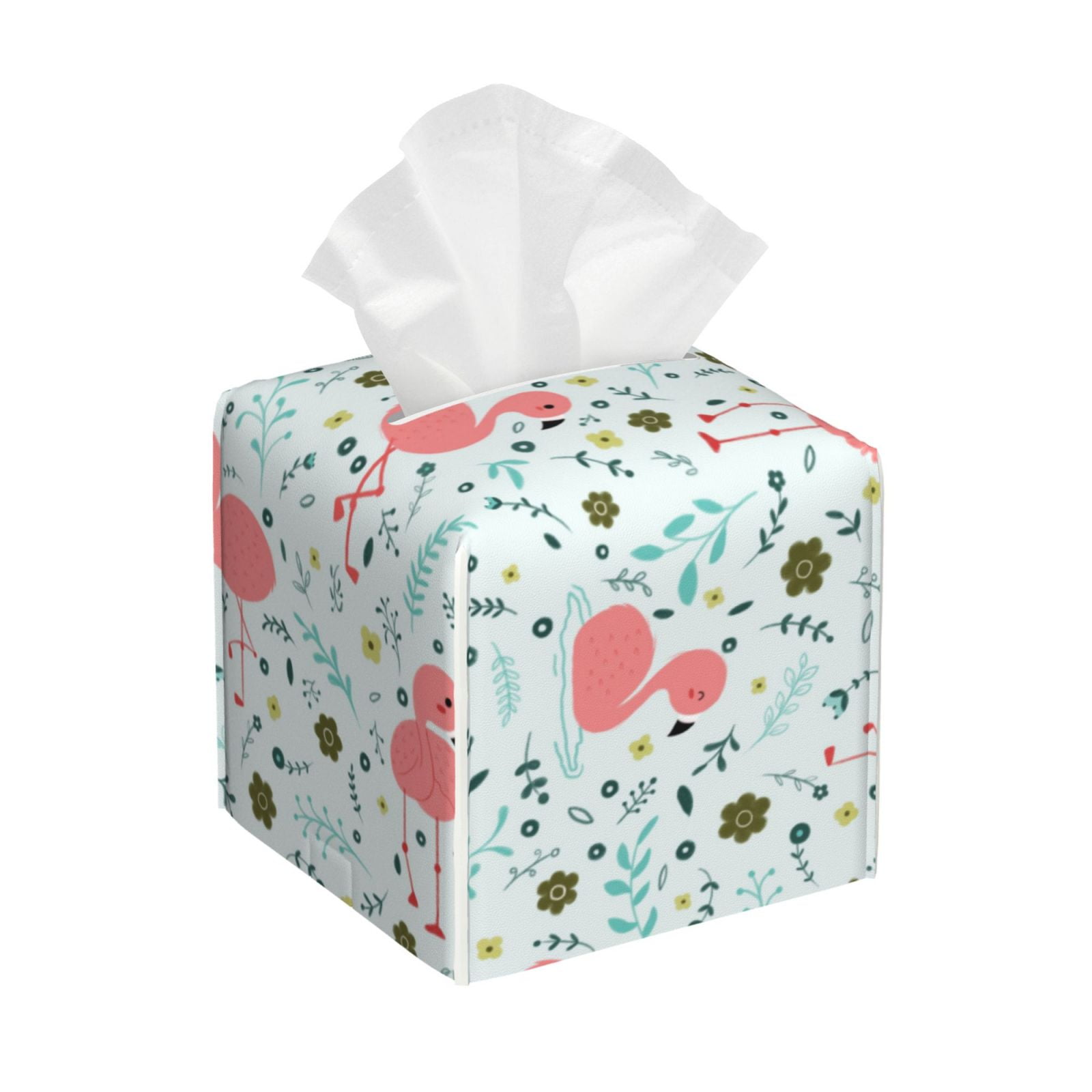 Tissue Box Cover Cute Flamingo Tissues Boxes Holder Organizer, Leather ...