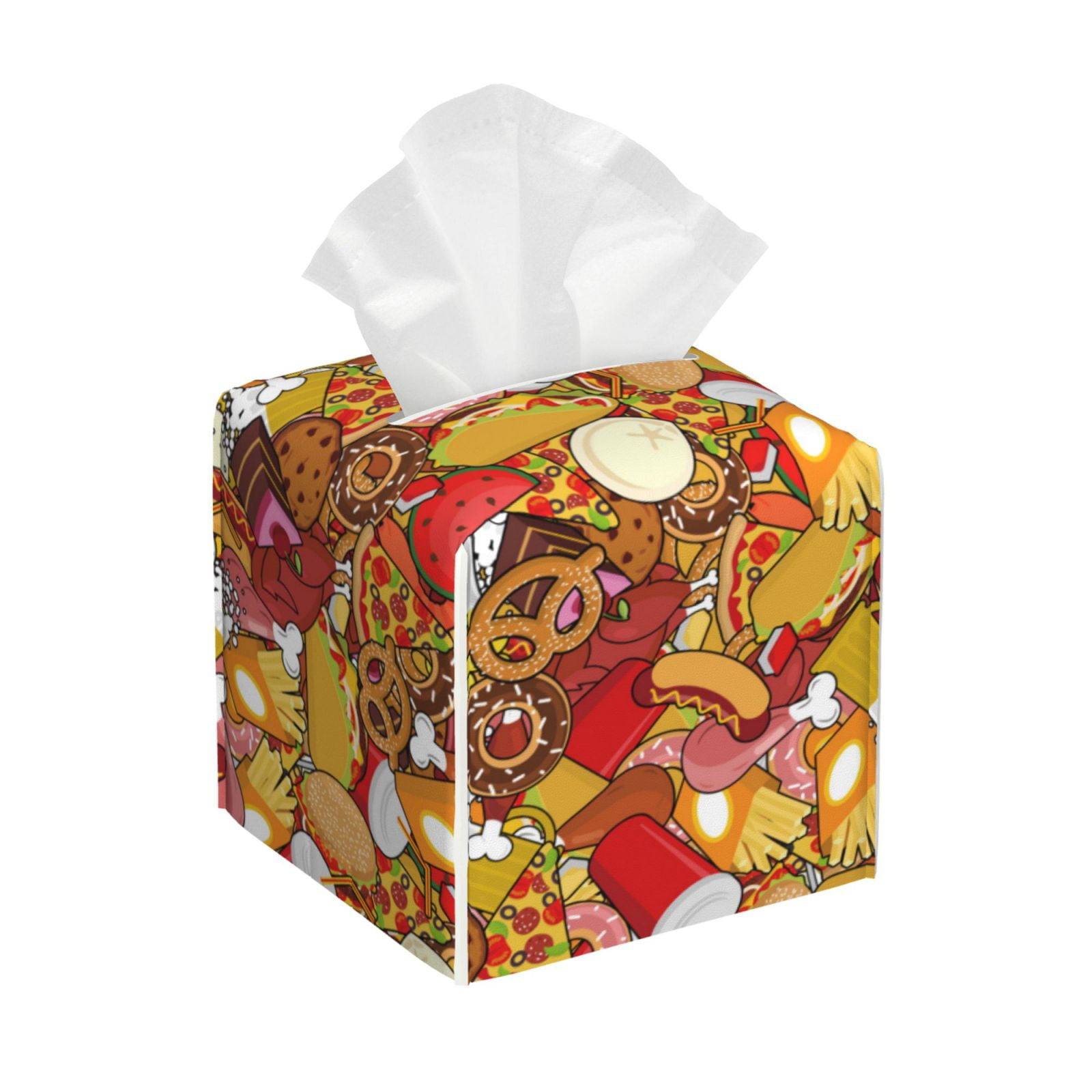 Tissue Box Cover, Cute Food Cake Chicken Leg Donuts Leather Tissue Box ...