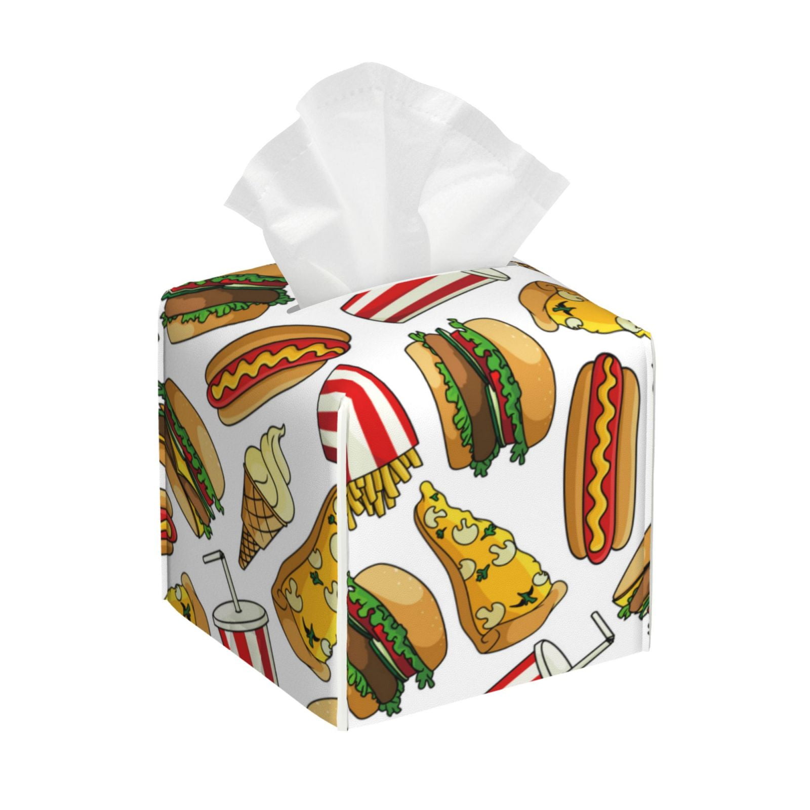 Tissue Box Cover, Cute Food Ice Cream Burger Leather Tissue Box Holder ...
