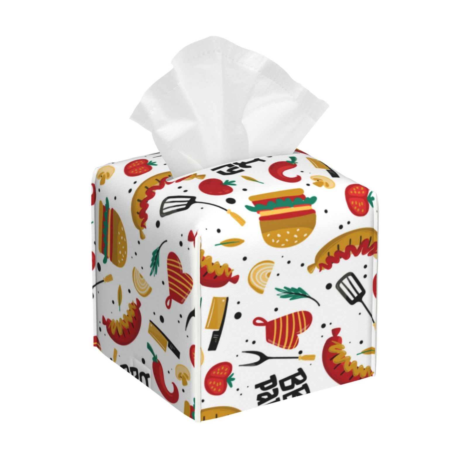 Tissue Box Cover, Cute Food Mushroom Chili Tomatoes Leather Tissue Box ...