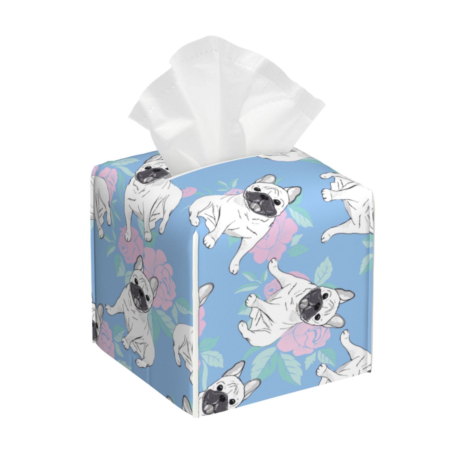 Tissue Box Cover Cute French Bulldog Flowers Tissues Boxes Holder ...