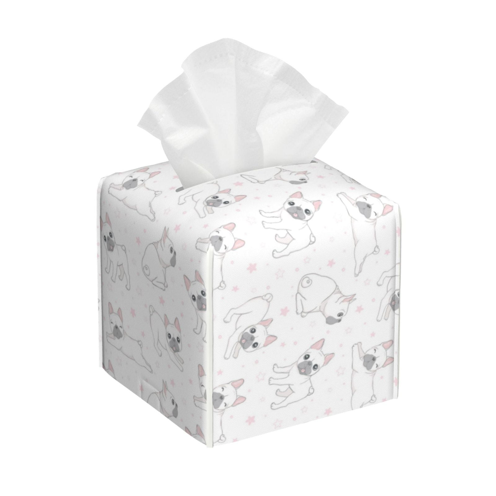 Tissue Box Cover, Cute French Bulldog Stars Leather Tissue Box Holder ...