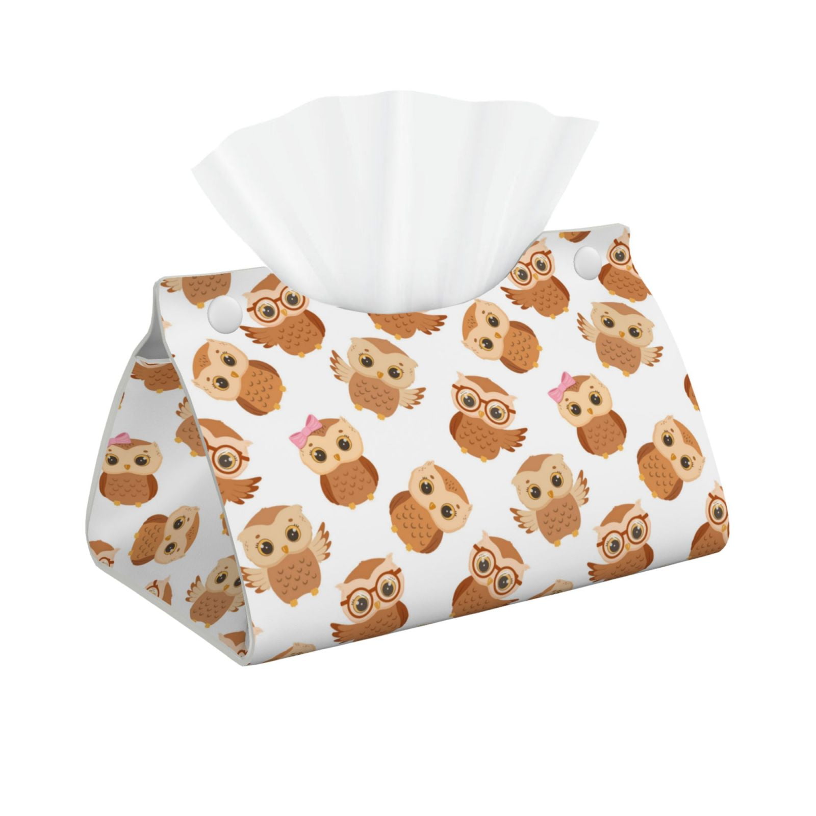 Tissue Box Cover, Cute Glasses Bow Owl Leather Rectangular Tissue ...