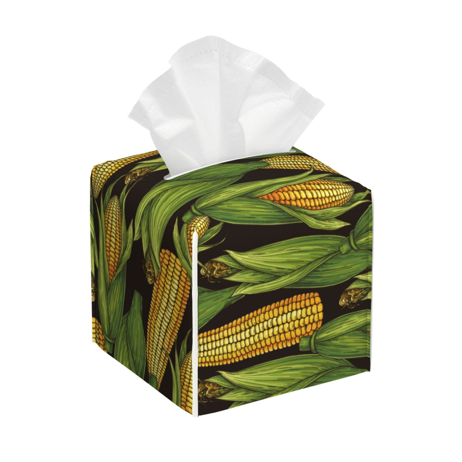 Tissue Box Cover Cute Gold Corn Black Tissues Boxes Holder Organizer ...