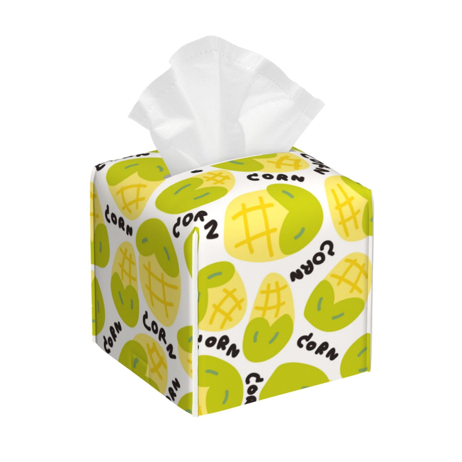 Tissue Box Cover, Cute Gold Corn -Modern Square Leather Tissue Box ...