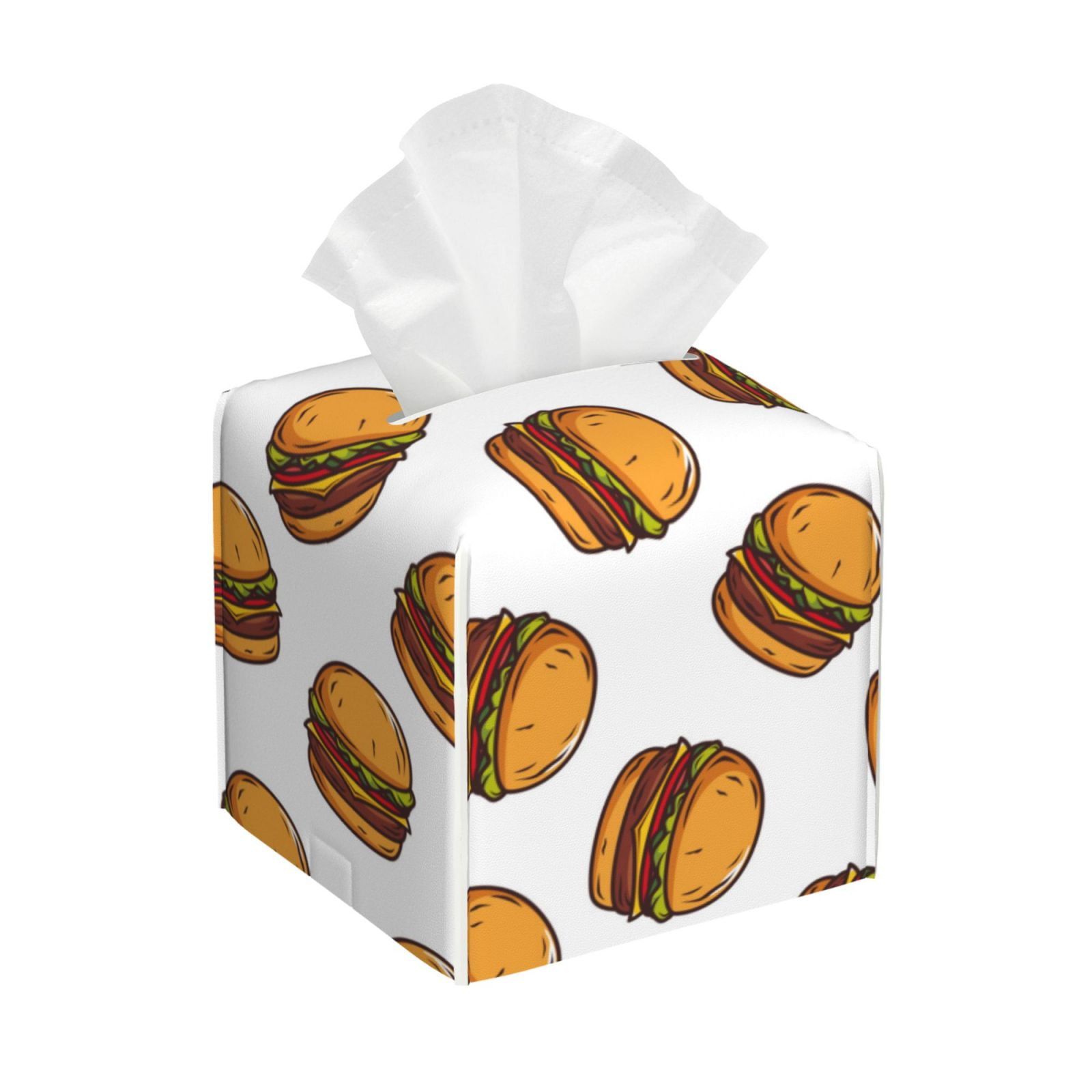 Tissue Box Cover, Cute Hamburger Leather Tissue Box Holder - Tissue ...