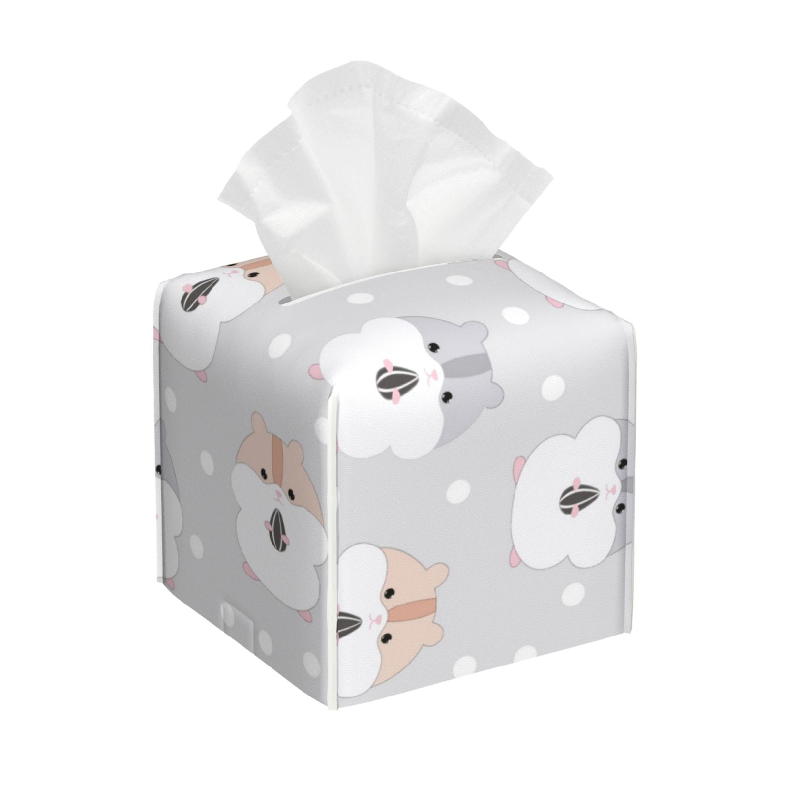 Tissue Box Cover, Cute Hamster Sunflower Seed Gray Leather Tissue Box ...