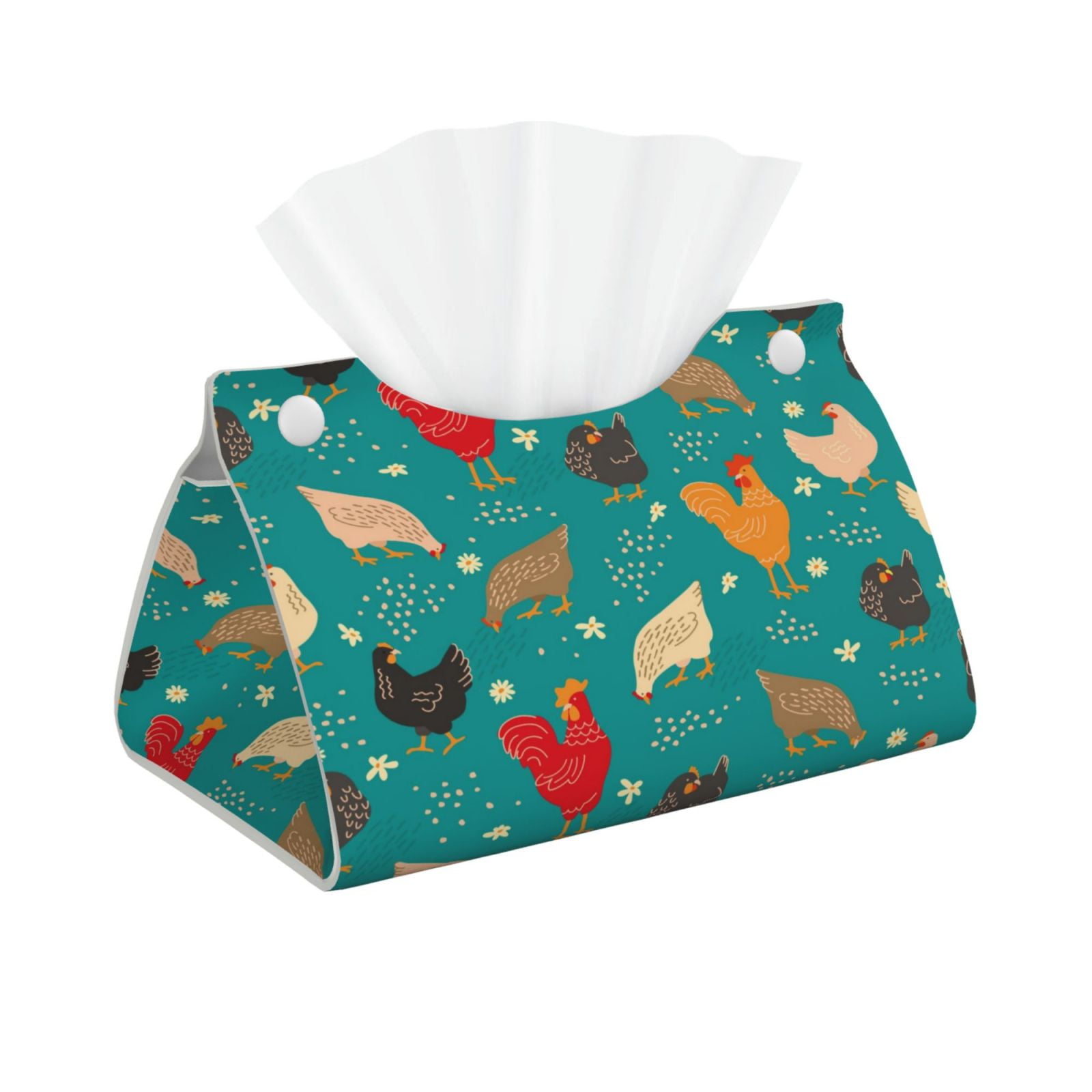 Tissue Box Cover, Cute Hens And Rooster Rectangular Leather Tissue ...