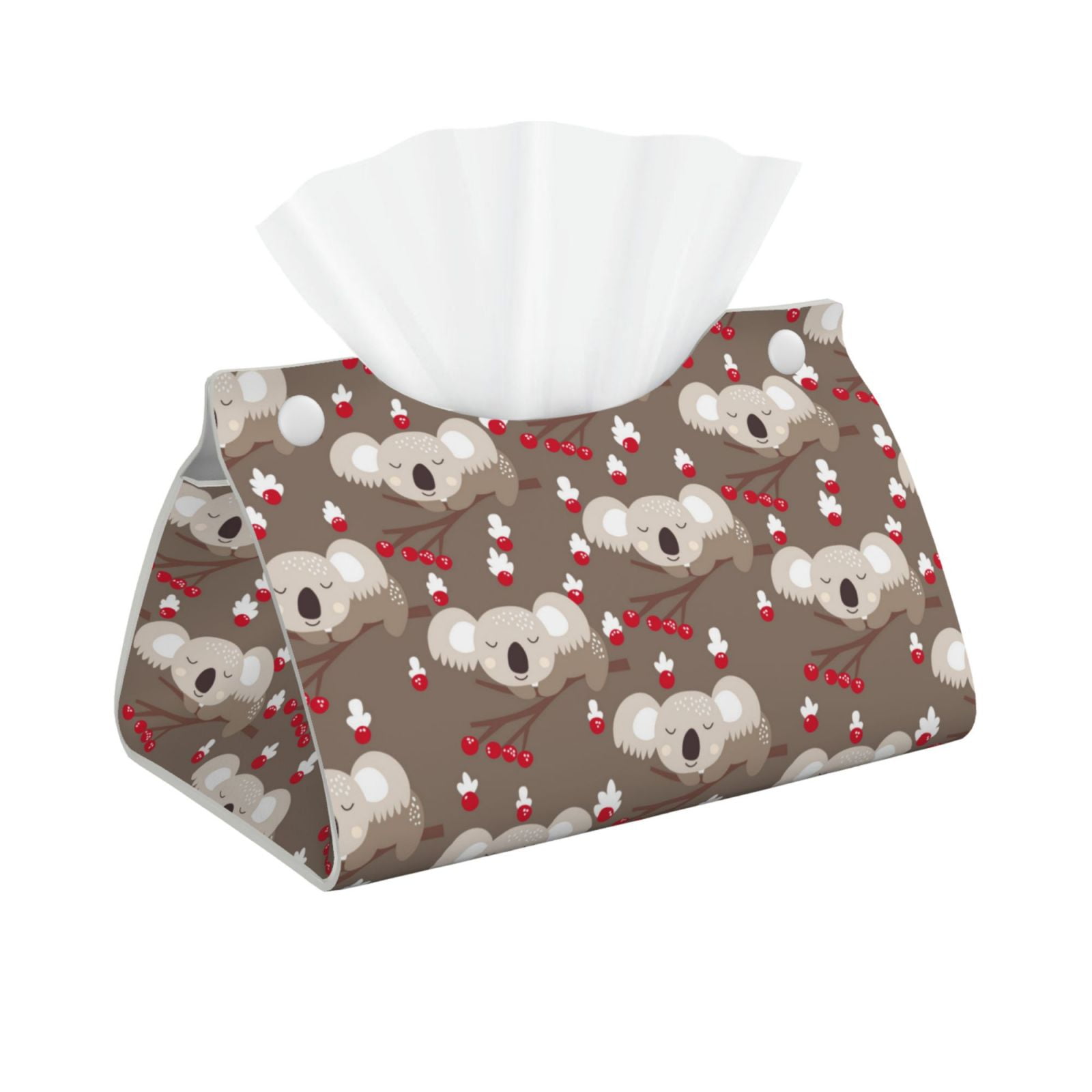 Tissue Box Cover, Cute Koala Brown Red Leather Rectangular Tissue ...