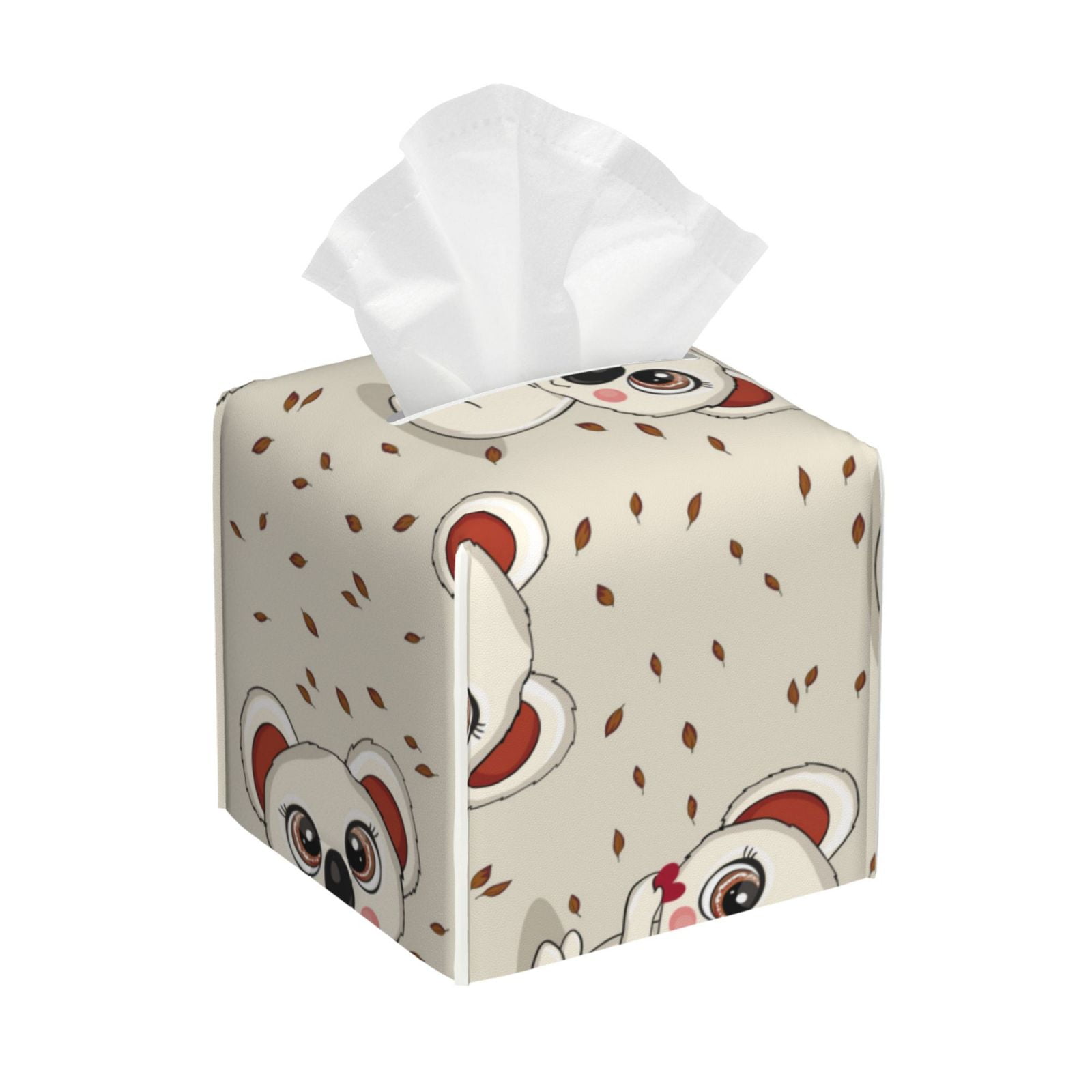Tissue Box Cover, Cute Koala Off White Leather Tissue Box Holder ...